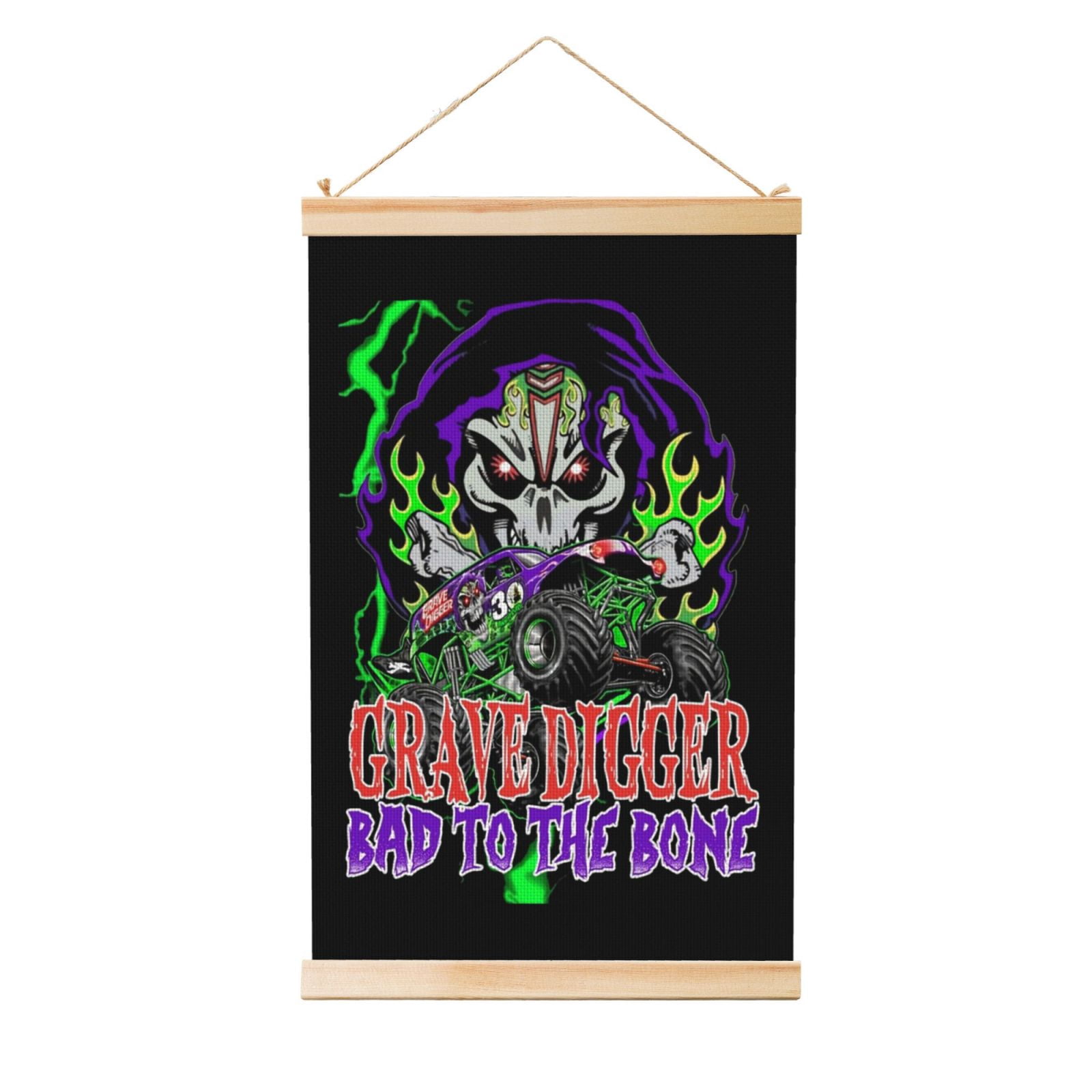 Monster Jam Posters Wall Hanging Wooden Shaft Poster Wall Art Aesthetic ...