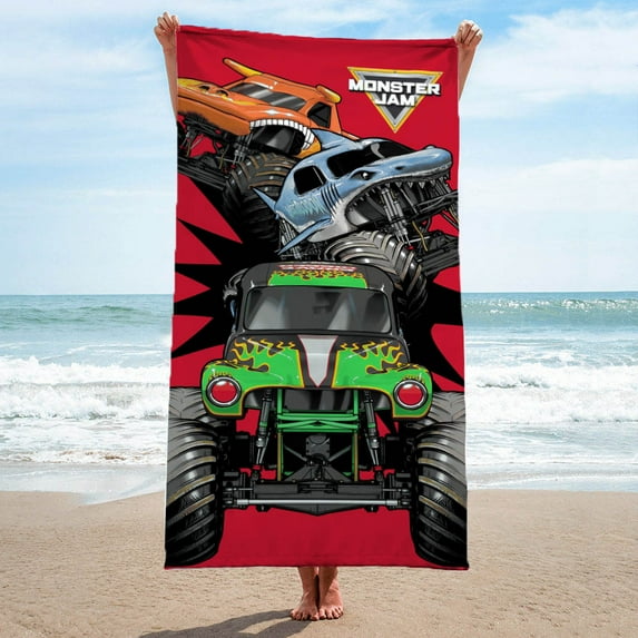 Monster Jam, Beach Towel, 28 x 58 inches, Featuring Monster Trucks ...