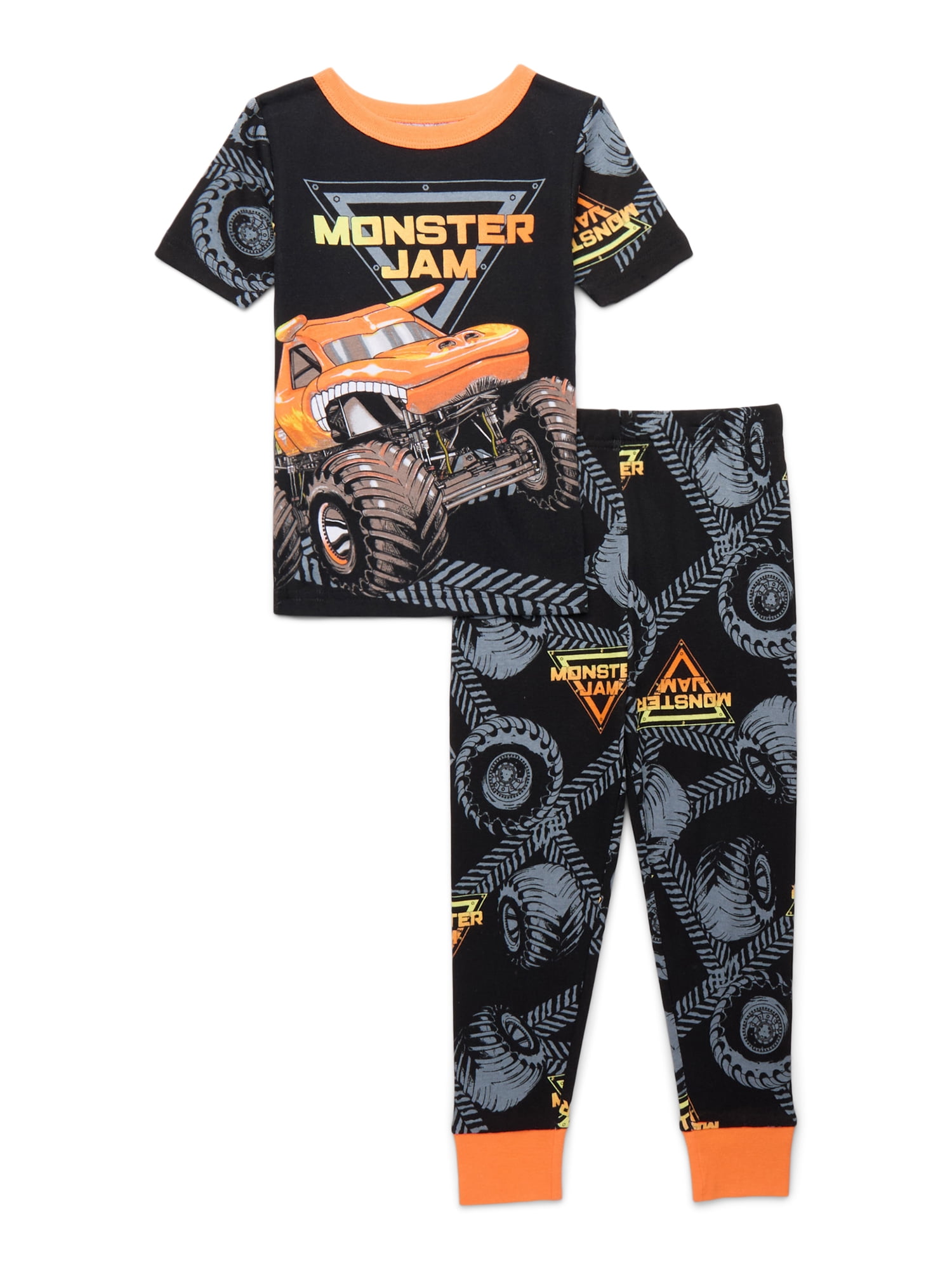 Monster Jam Short Sleeve Top and Pants, 2-Piece Pajama Set, Sizes 4-12 ...