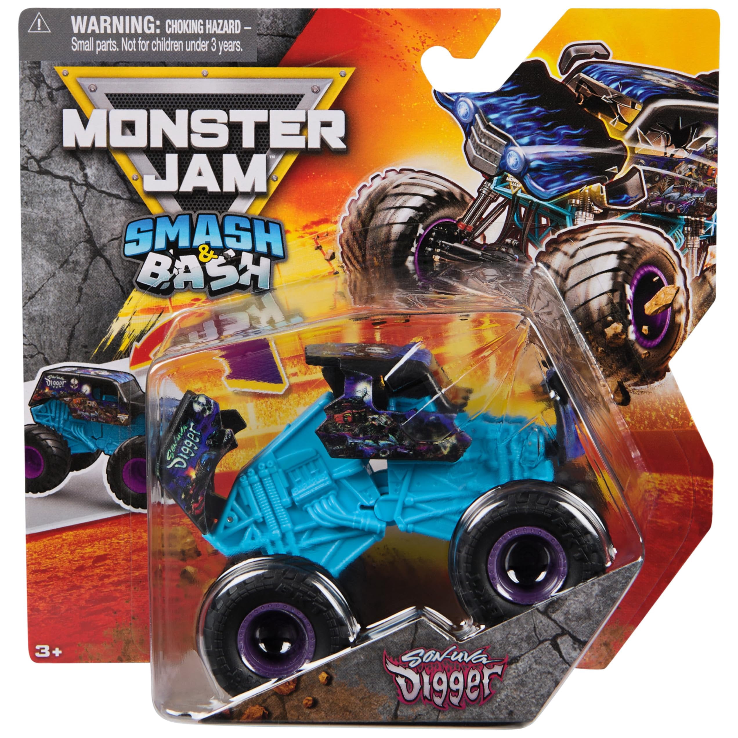 Monster Jam Smash & Bash Son-Uva Digger 1:64 Scale Repairable Monster ...