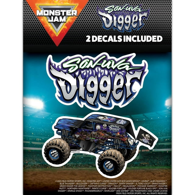 Monster Jam Son-Uva Digger Decals - Set of 2 Monster Truck and Logo ...