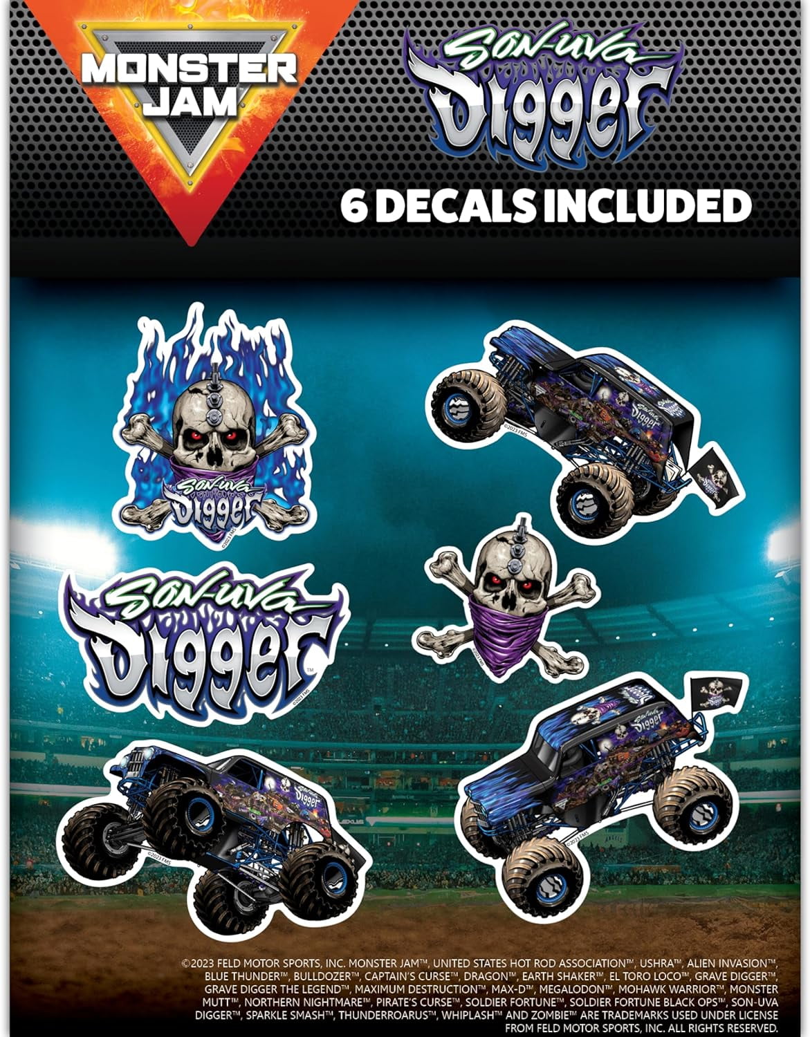 Monster Jam Son-Uva Digger Decals - Set of 6 Monster Truck Logo and ...