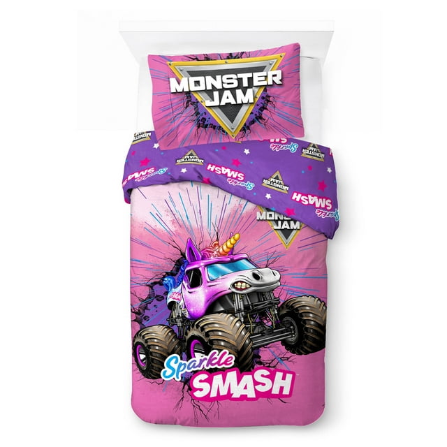 Monster Jam Sparkle Smash 2-Piece Twin/Full Reversible Comforter Set ...