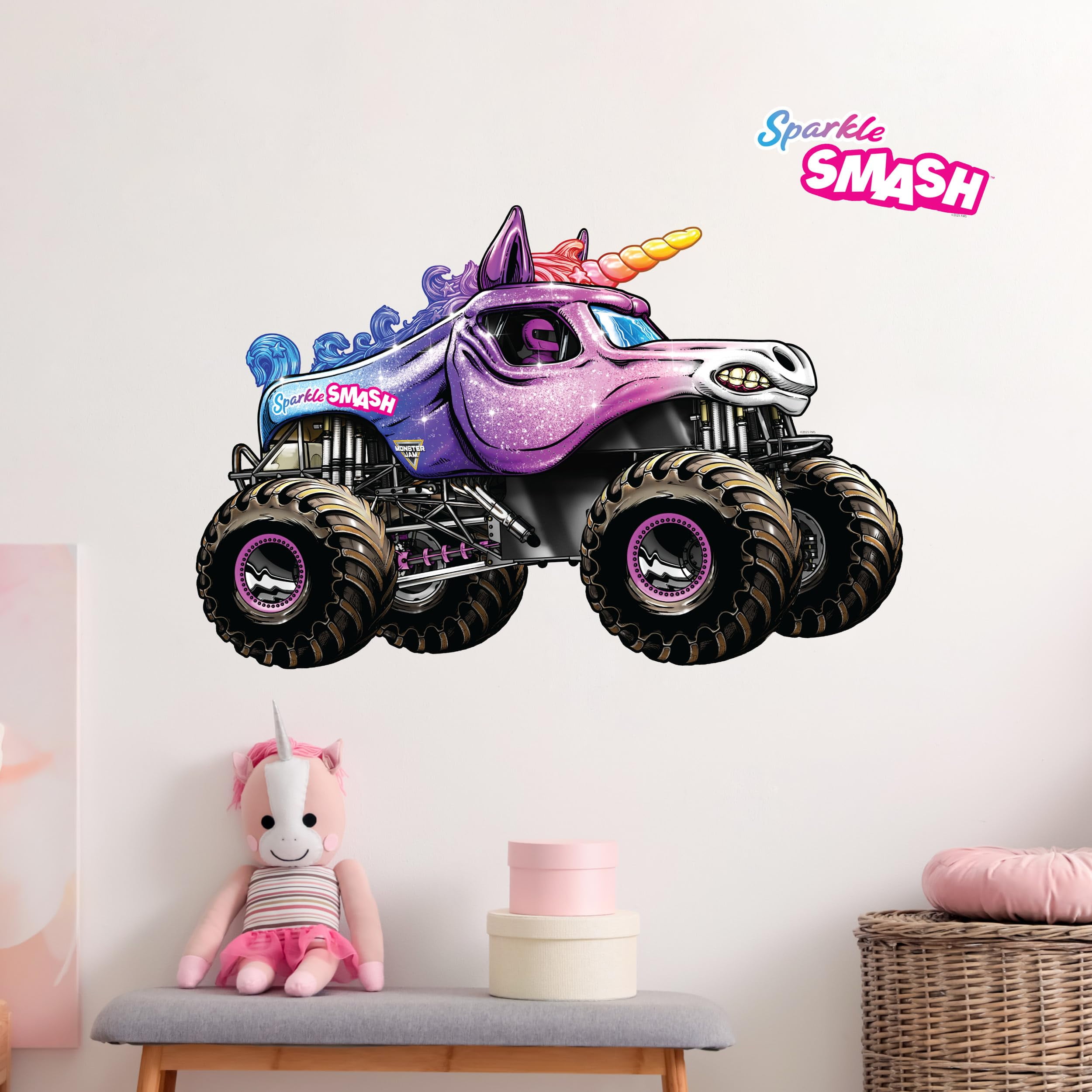 Monster Jam Sparkle Smash Truck Wall Decal - Large 21" Wide Monster ...