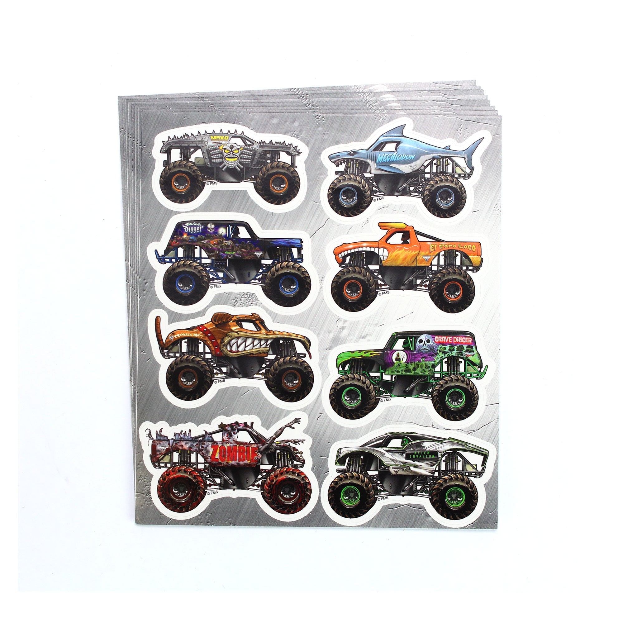 Prime Party Monster Jam Sticker Sheets, Pack of 8, High-Octane Party ...
