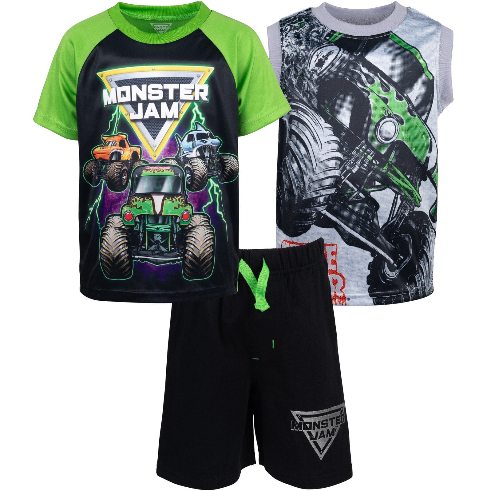 Monster Jam Toddler to Big Kid 3 Piece Outfit Set including T-Shirt ...