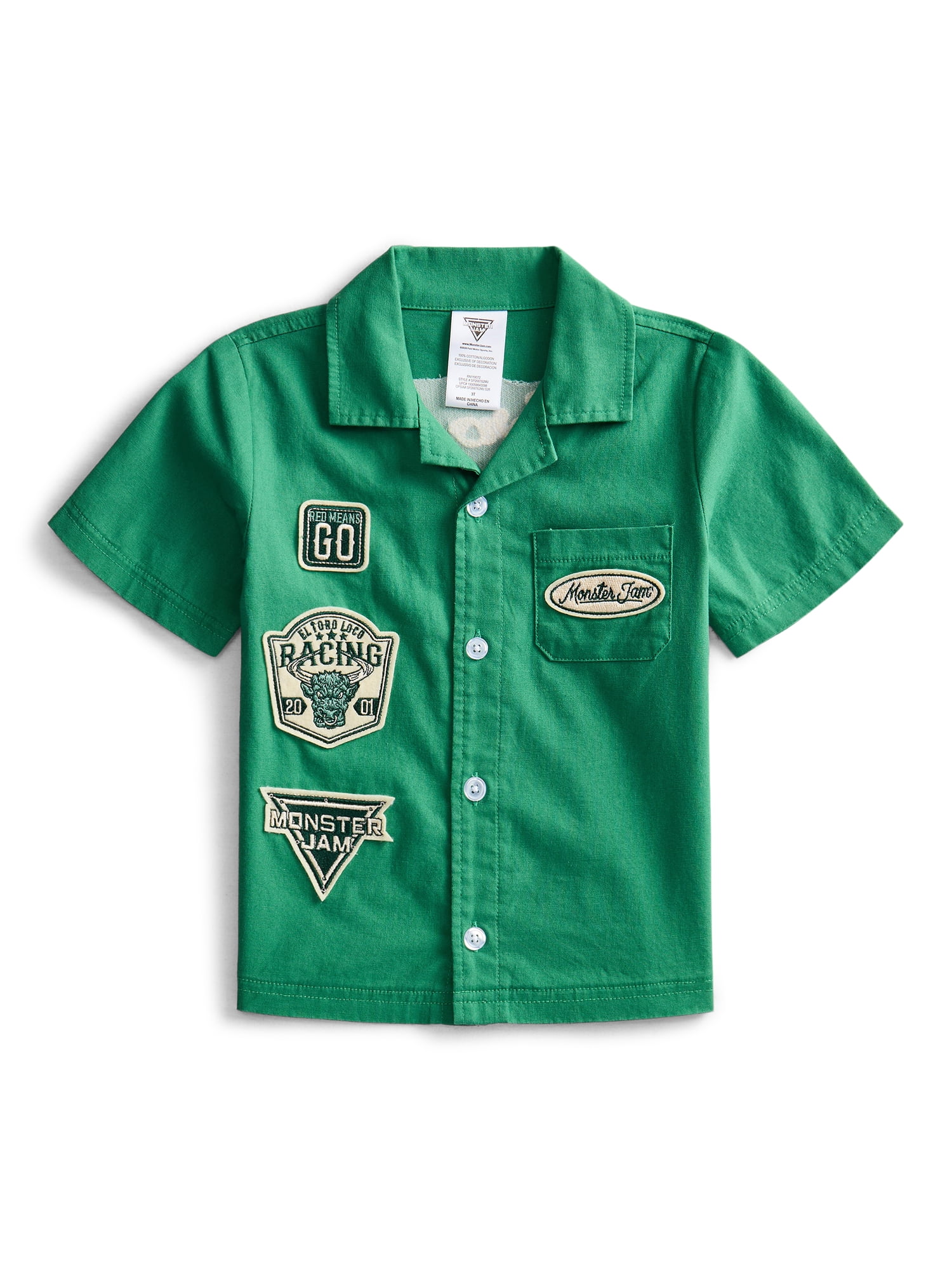 Monster Jam Toddler Boys Short Sleeve Cotton Button Down Work Shirt ...
