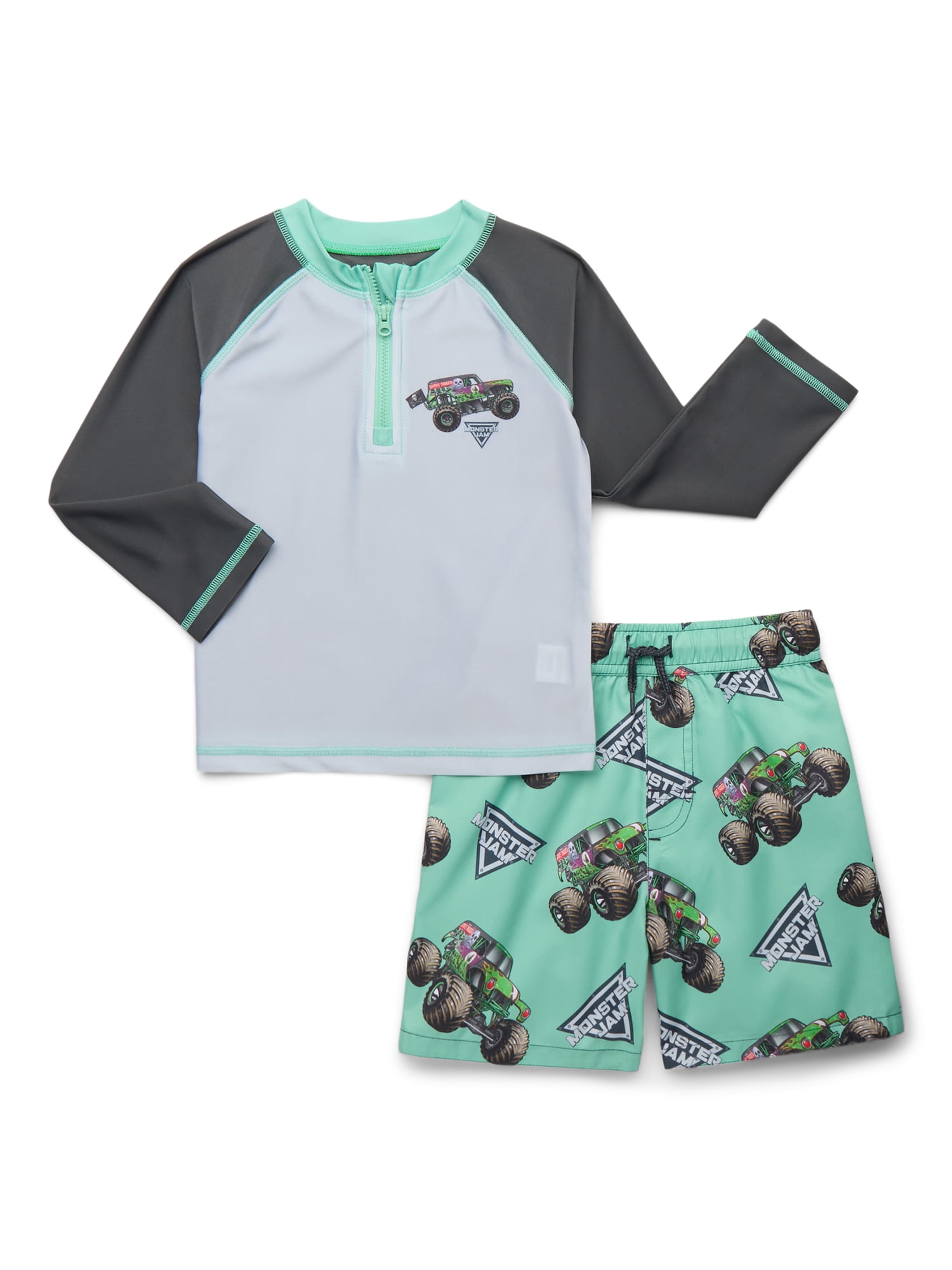 Character Toddler Boy Zip Rash Guard and Swim Shorts Set, 2-Piece ...