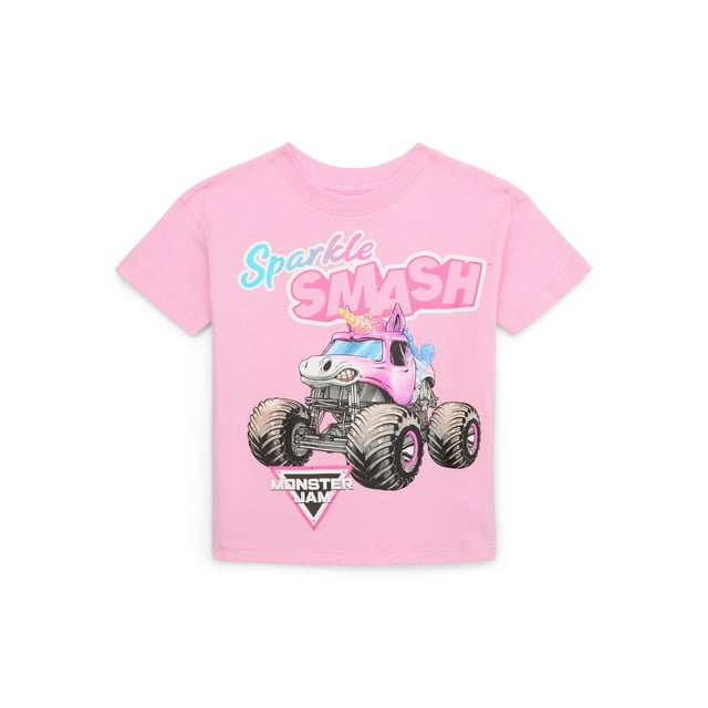 Monster Jam Toddler Girls Sparkle Smash Graphic Tee, Sizes 12M-5T ...
