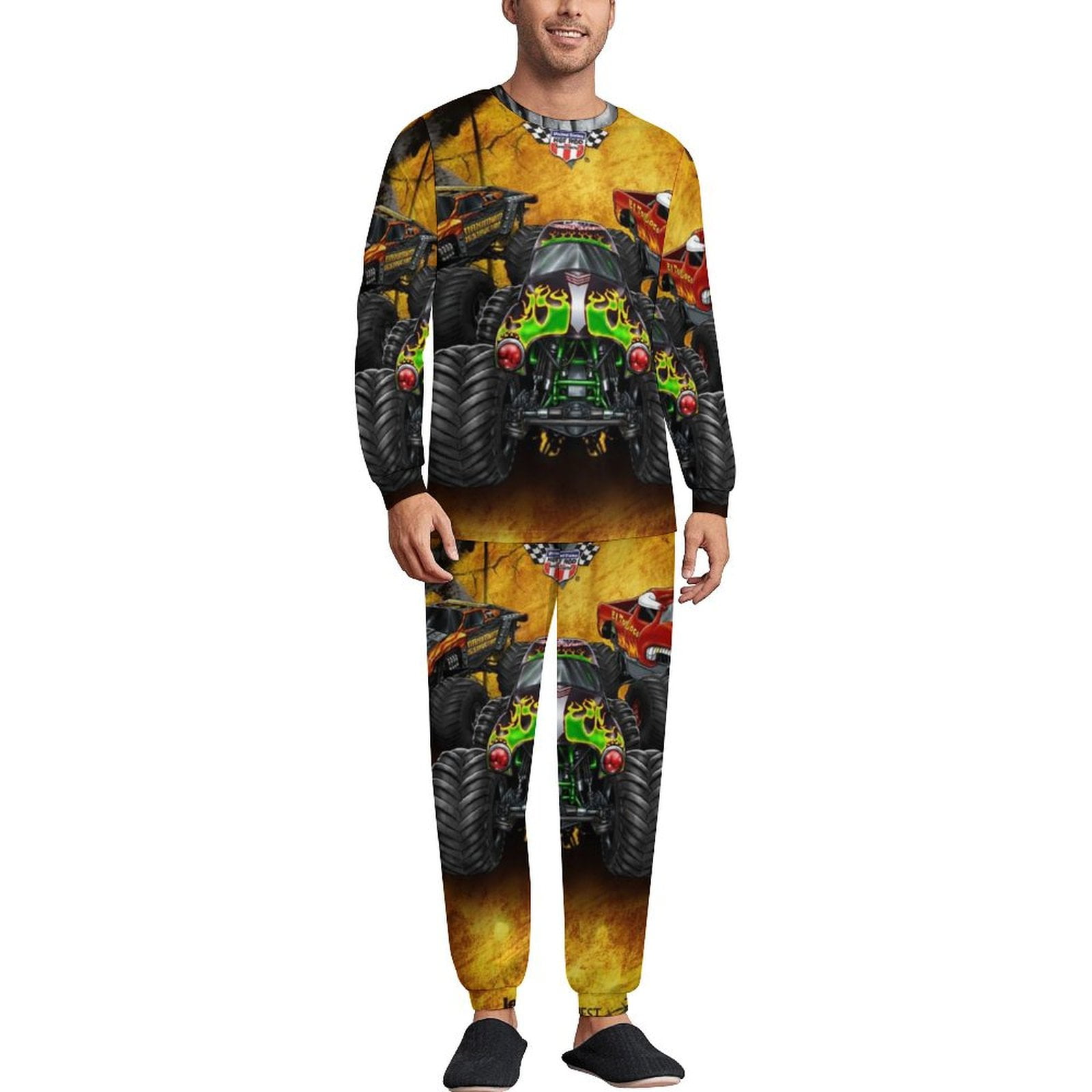 Monster Jam Unisex Adults Round Neck Pajama Set Two Piece Set Pajama ...