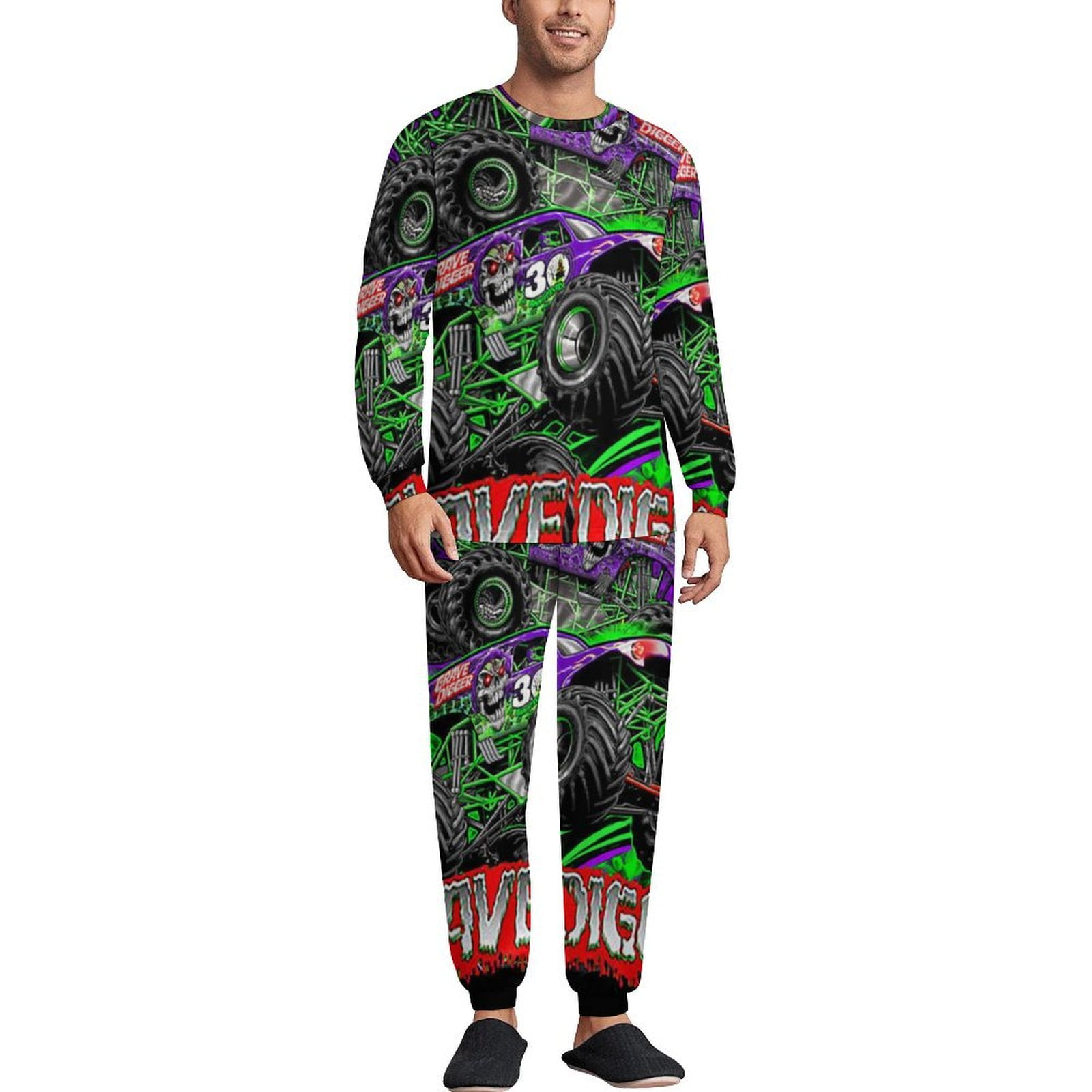 Monster Jam Unisex Adults Round Neck Pajama Set Two Piece Set Pajama ...