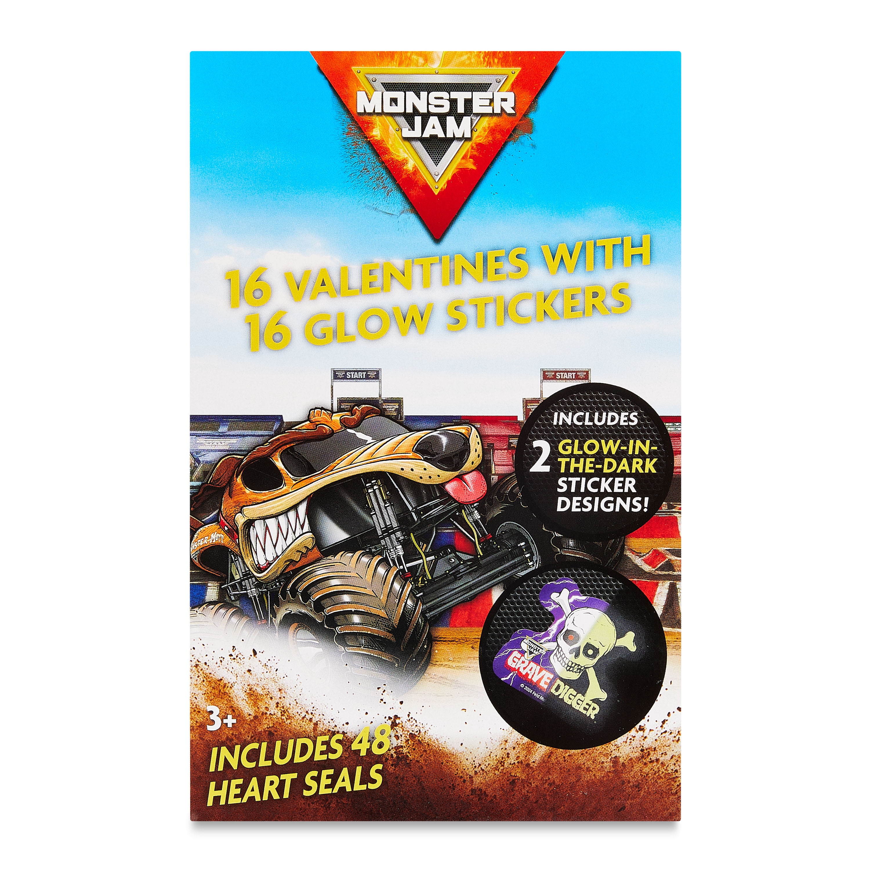 Monster Jam Valentine Exchange Cards with GID Stickers, Valentine's Day ...