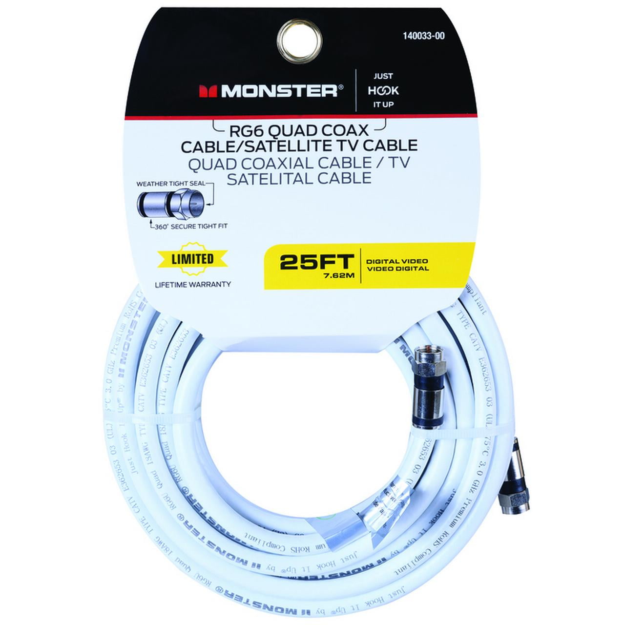 Monster Jhiu 140033-00 25 ft. White 75 Ohm Digital Video Coaxial Cable ...