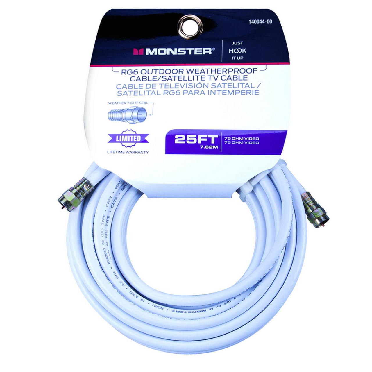 Monster Jhiu 140044-00 25 ft. White RG6 Video Coaxial Cable - Walmart.com