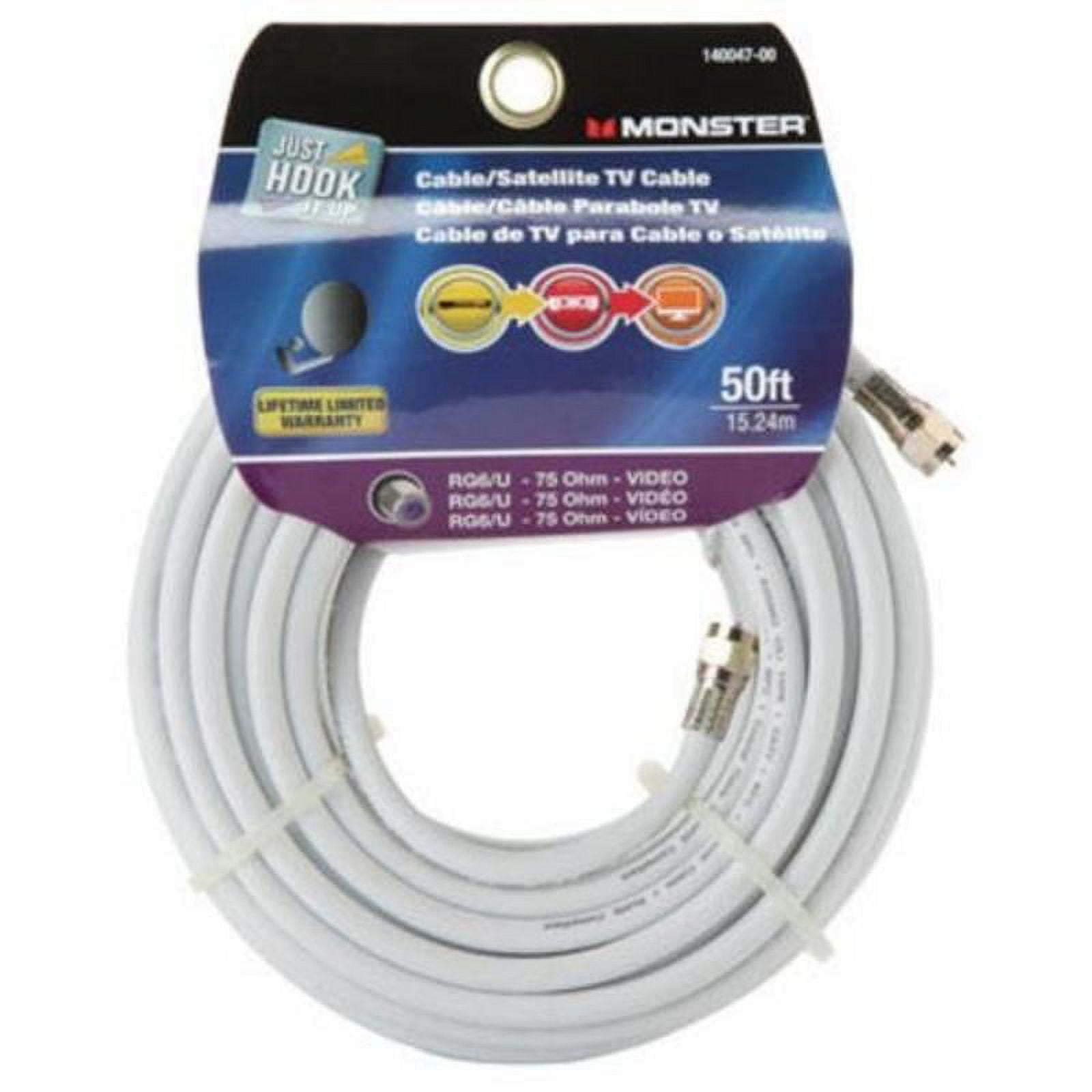 Monster Jhiu 140047-00 50 ft. White RG6 Video Coaxial Cable - Walmart.com