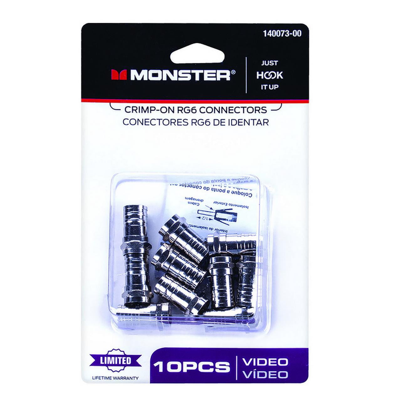 Monster Jhiu 140073-00 F Type Crimp-on RG6 Coax Connectors - Walmart.com