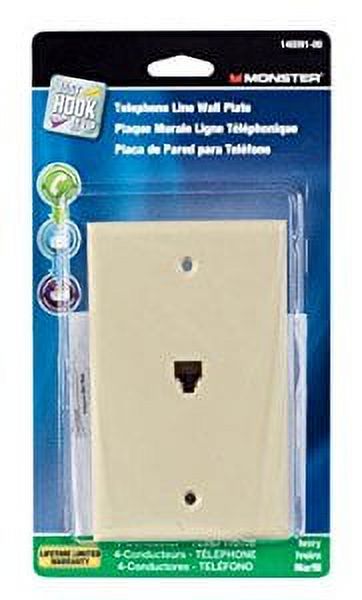 Monster Jhiu 140091-00 Ivory Flush Telephone Line Wall Plate - pack of ...
