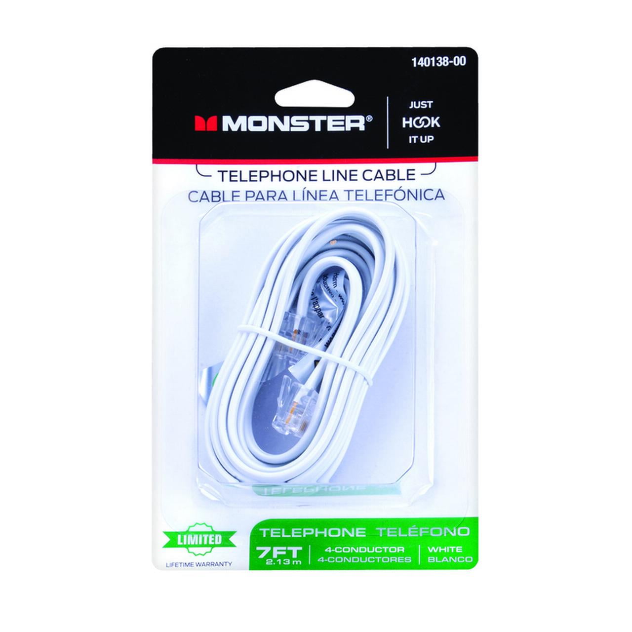 Monster Just Hook It Up 7 ft. L White Modular Telephone Line Cable ...