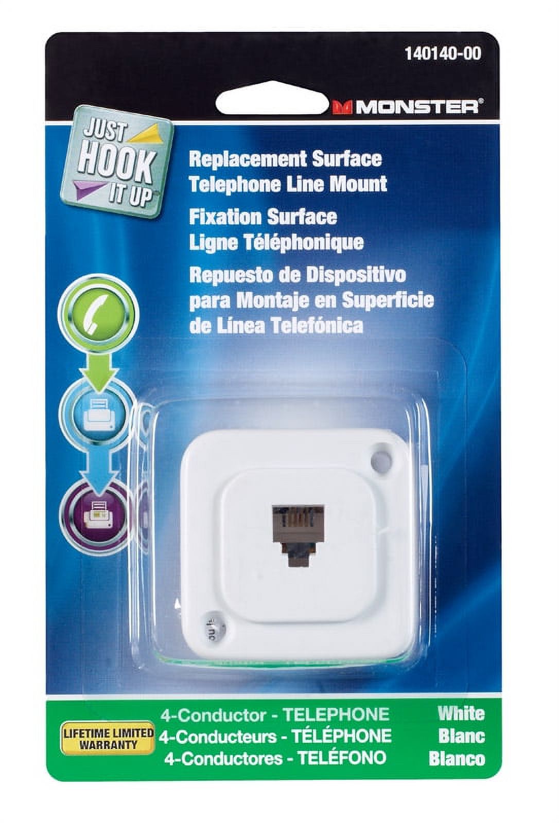 Monster Jhiu 140140-00 4 Conductor White Replacement Surface Mount ...