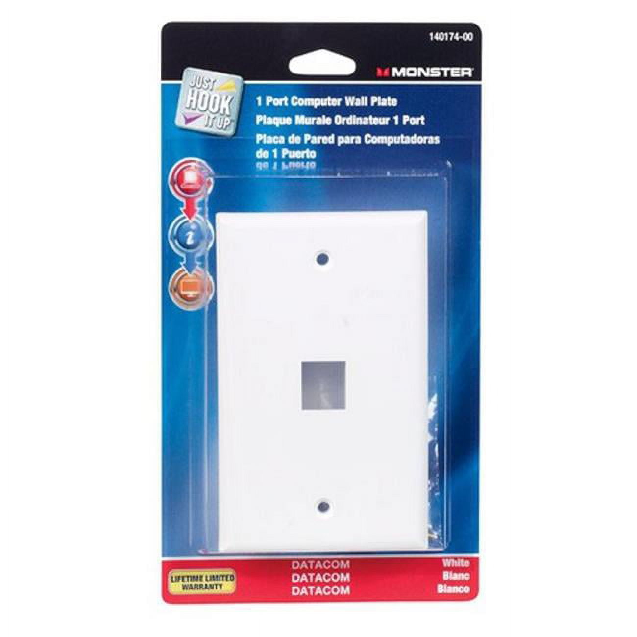 Monster Jhiu 140174-00 1 Port White Muti-Media Keystone Wall Plate ...