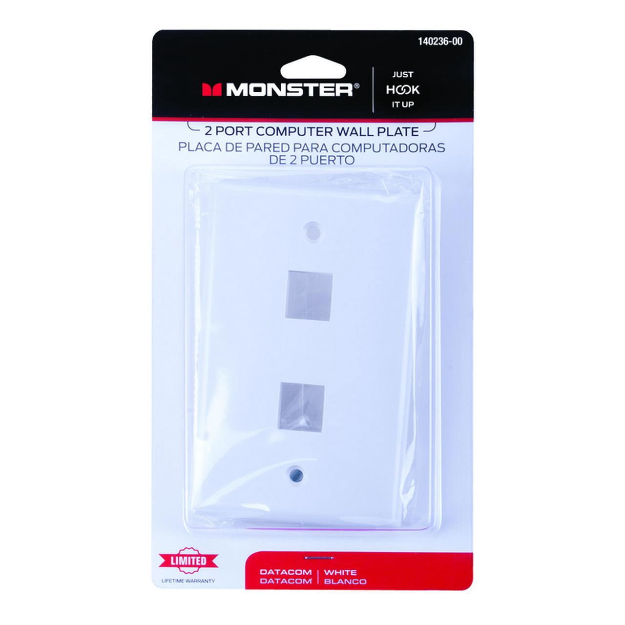 Monster Jhiu 140236-00 White Multi-Media Keystone 2 -Port Wall Plate ...