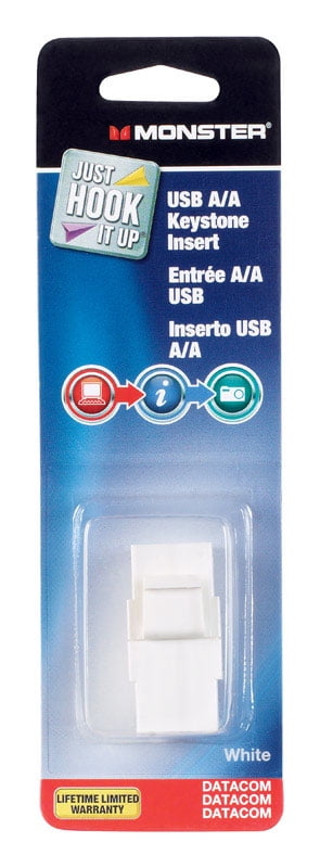 Monster Jhiu 140242-00 Cable USB Keystone Insert White - Walmart ...