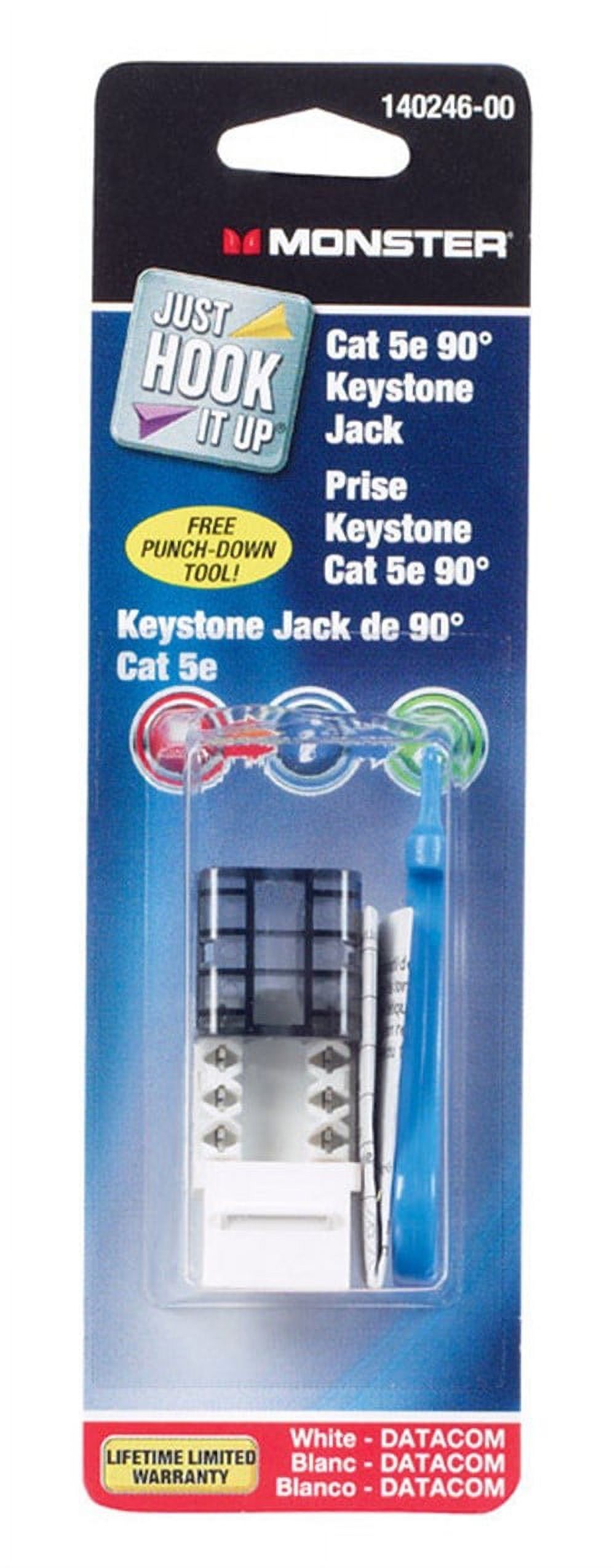 Monster Cable Keystone Jack Category 5e 8 Position, 8 Conductor White 1 ...