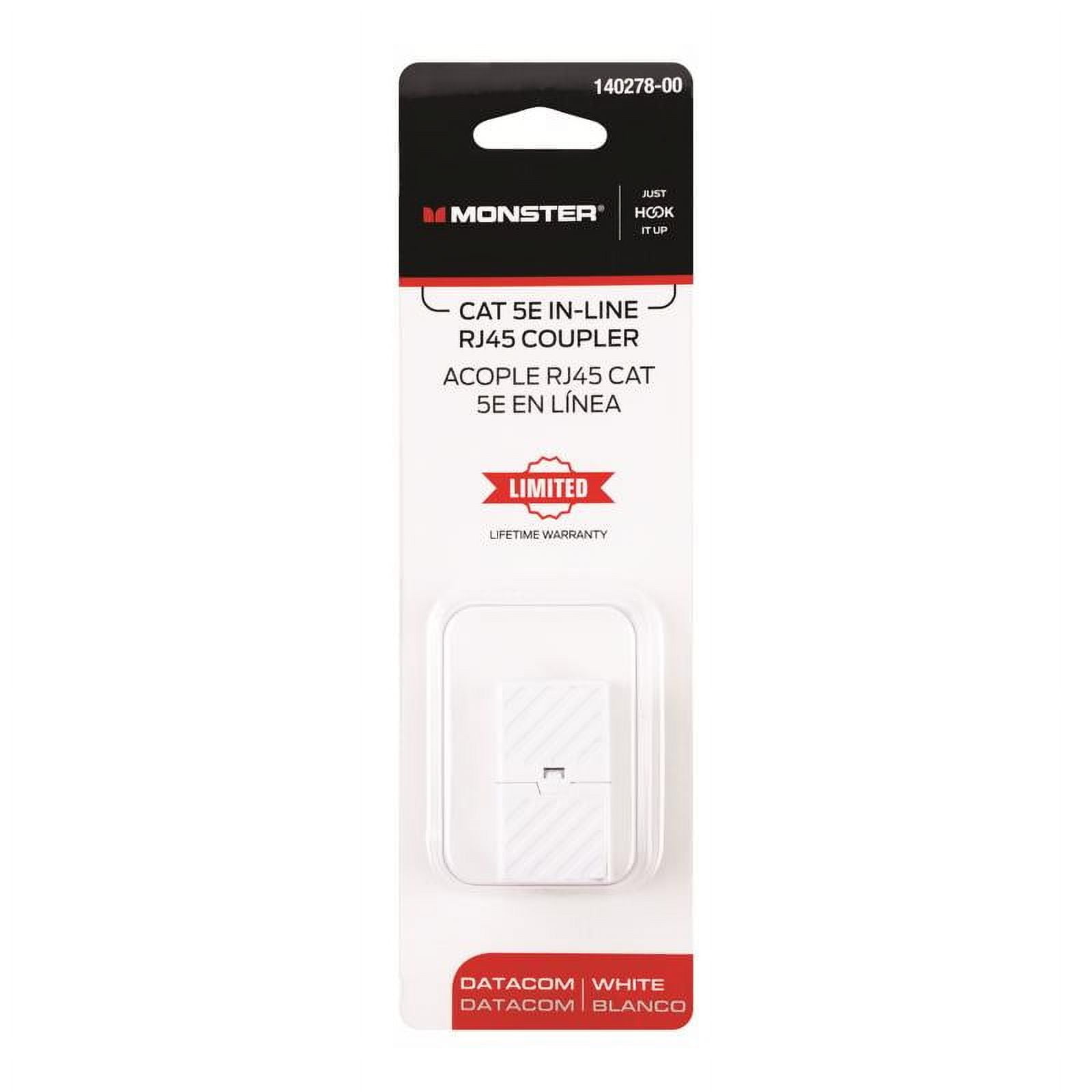 Monster Jhiu 140278-00 White Category 5E In-Line Coupler - Walmart.com