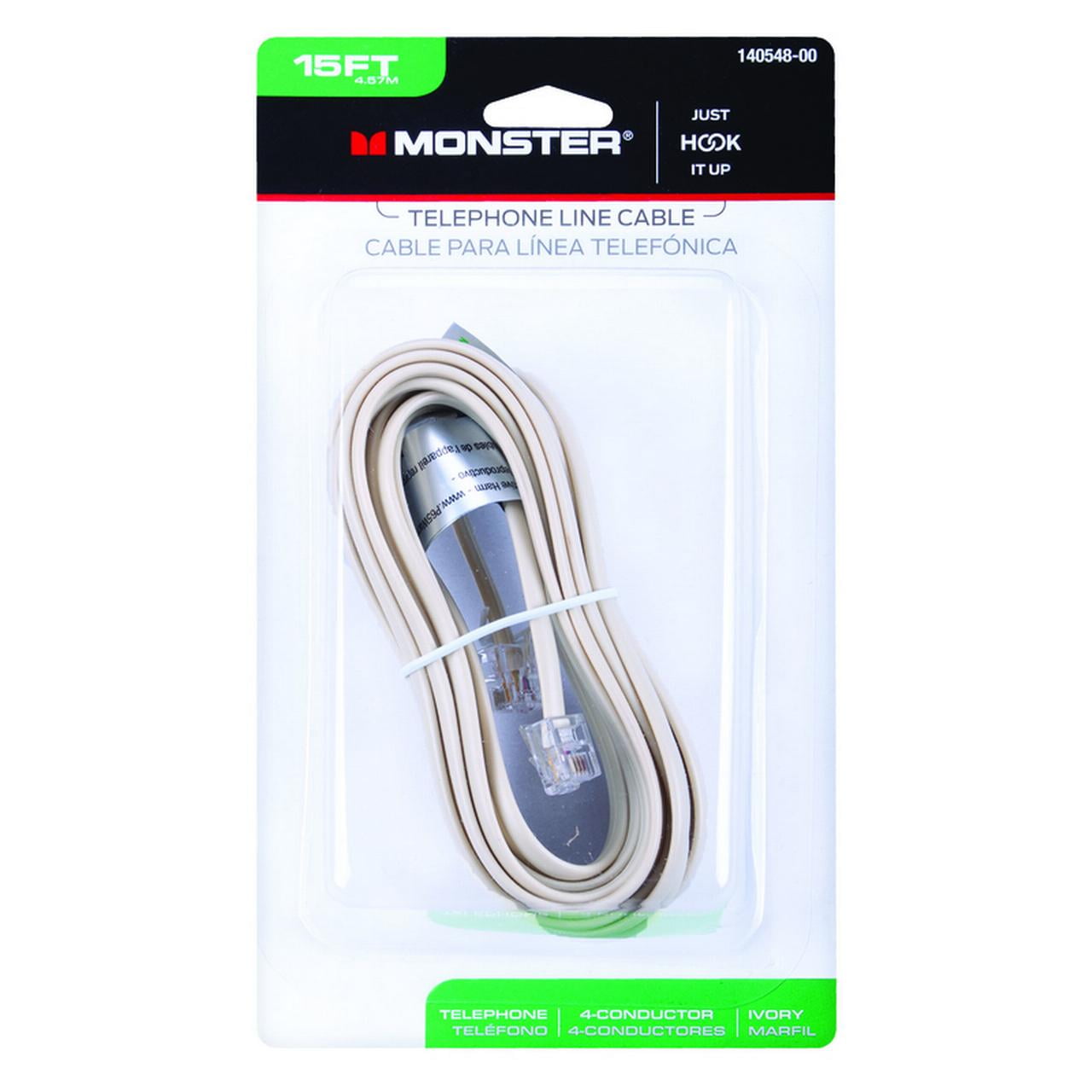 Monster Jhiu 140548-00 15 ft. Ivory Modular Telephone Line Cable ...
