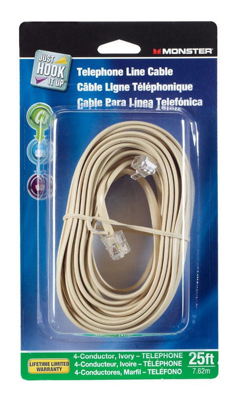 Monster Just Hook It Up 25 ft. L Ivory Telephone Line Cord - Walmart.com