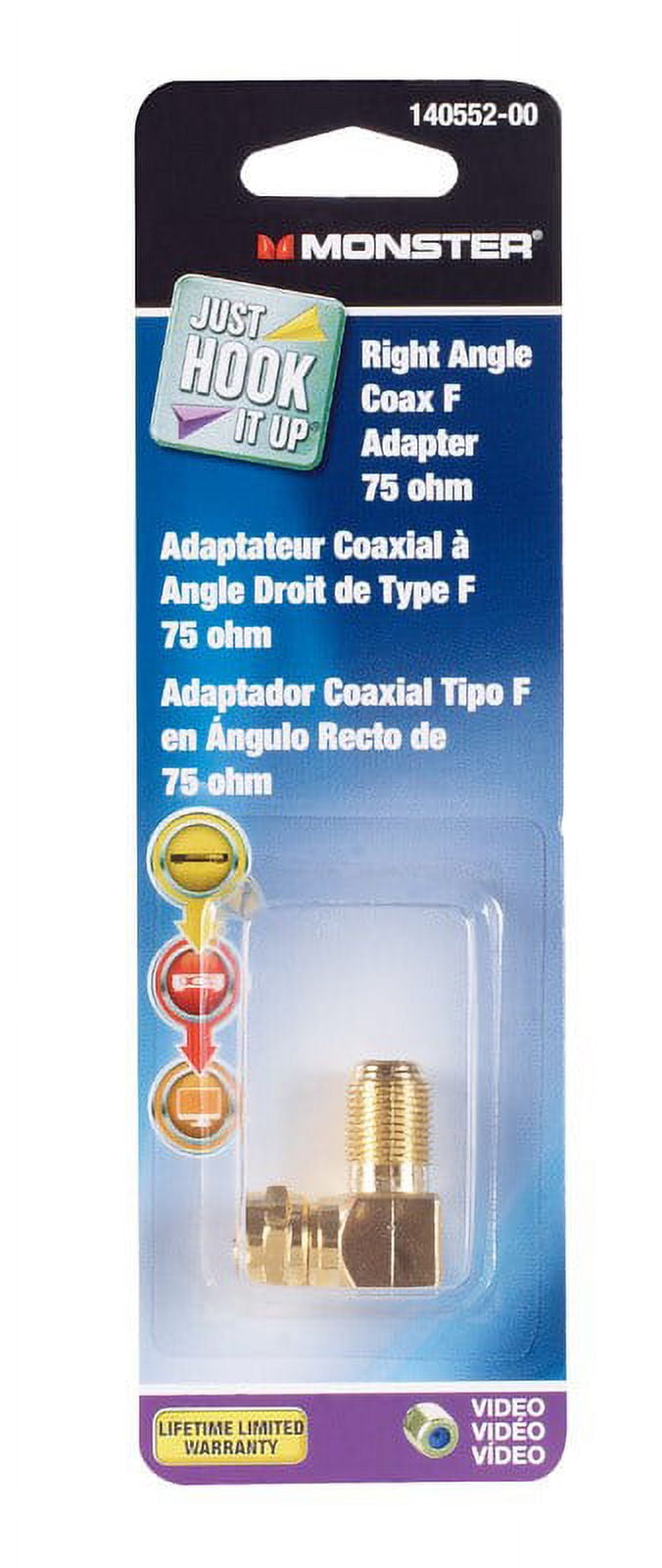 Monster Jhiu 140552-00 Right Angle Coax F Adapter - Walmart.com