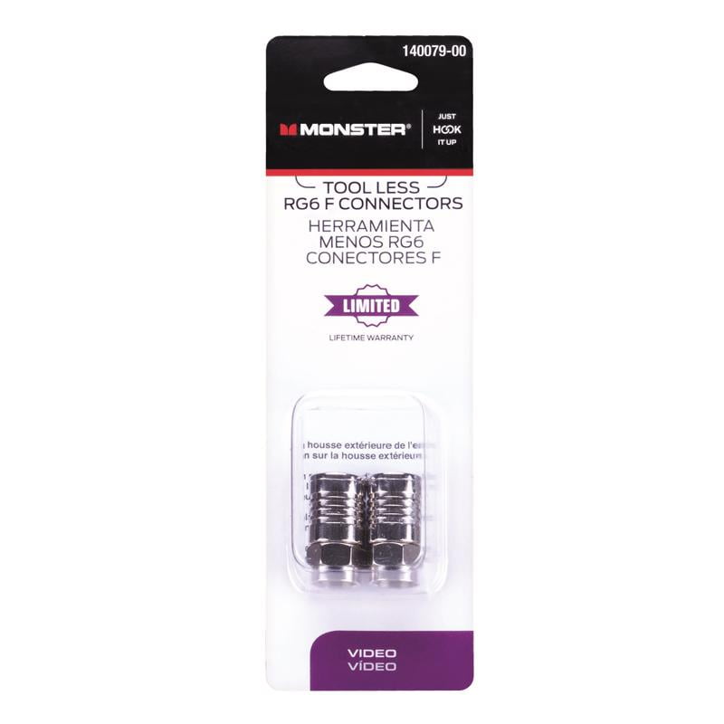 Monster Just Hook It Up Twist-On RG6 Quad Coaxial Connector 2 pk ...