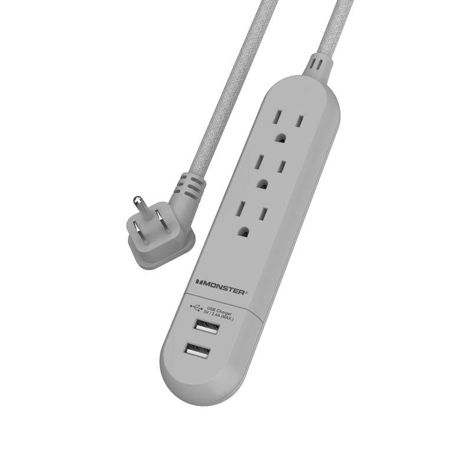 Monster Just Power It Up 4 ft. L 3 outlets Power Strip Gray - Walmart.com