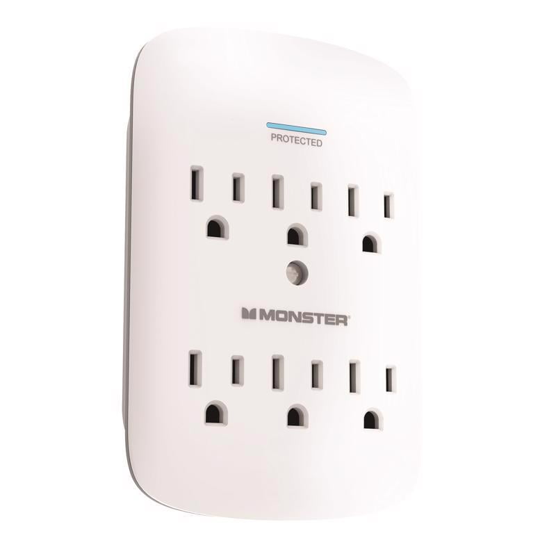 Monster Just Power it Up 0 ft. L 6 outlets Wall Tap Surge Protector ...