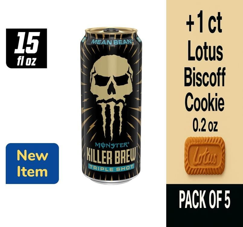 Monster Killer Brew Mean Bean Energy Drink Can 15 fl oz - Pack of 5 ...