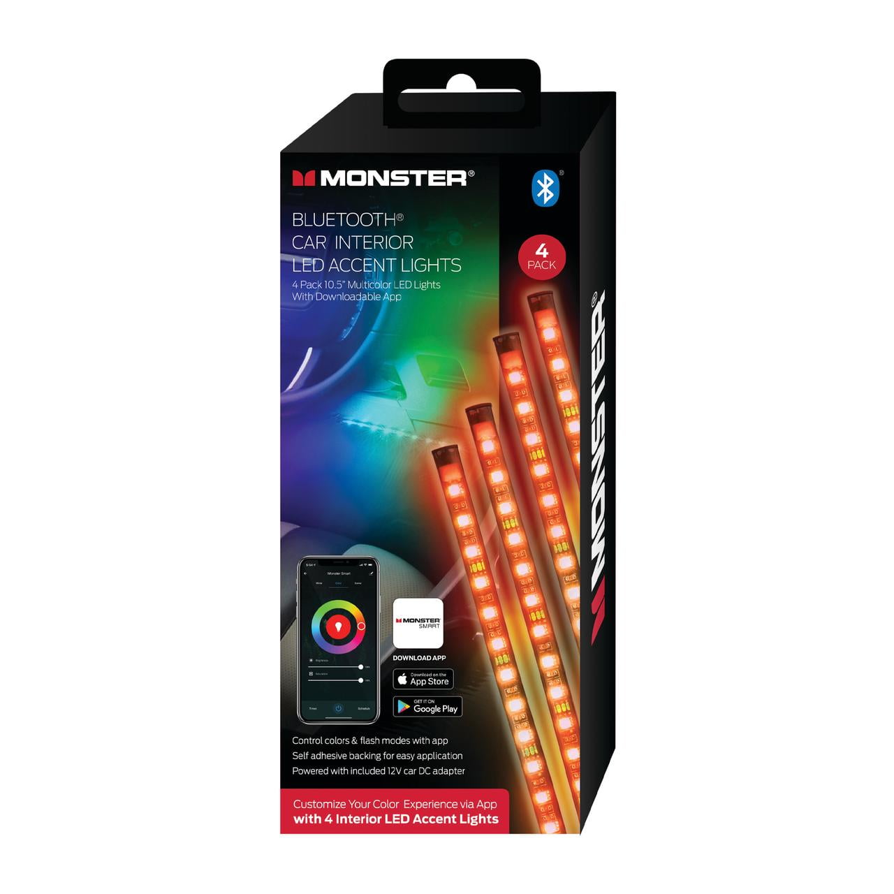 Monster Multicolor Bluetooth Car Interior LED Accent Lights ...