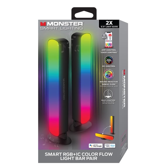 Monster Smart LED Light Bars 2-Pack, Multicolor LED Lights for Bedroom ...