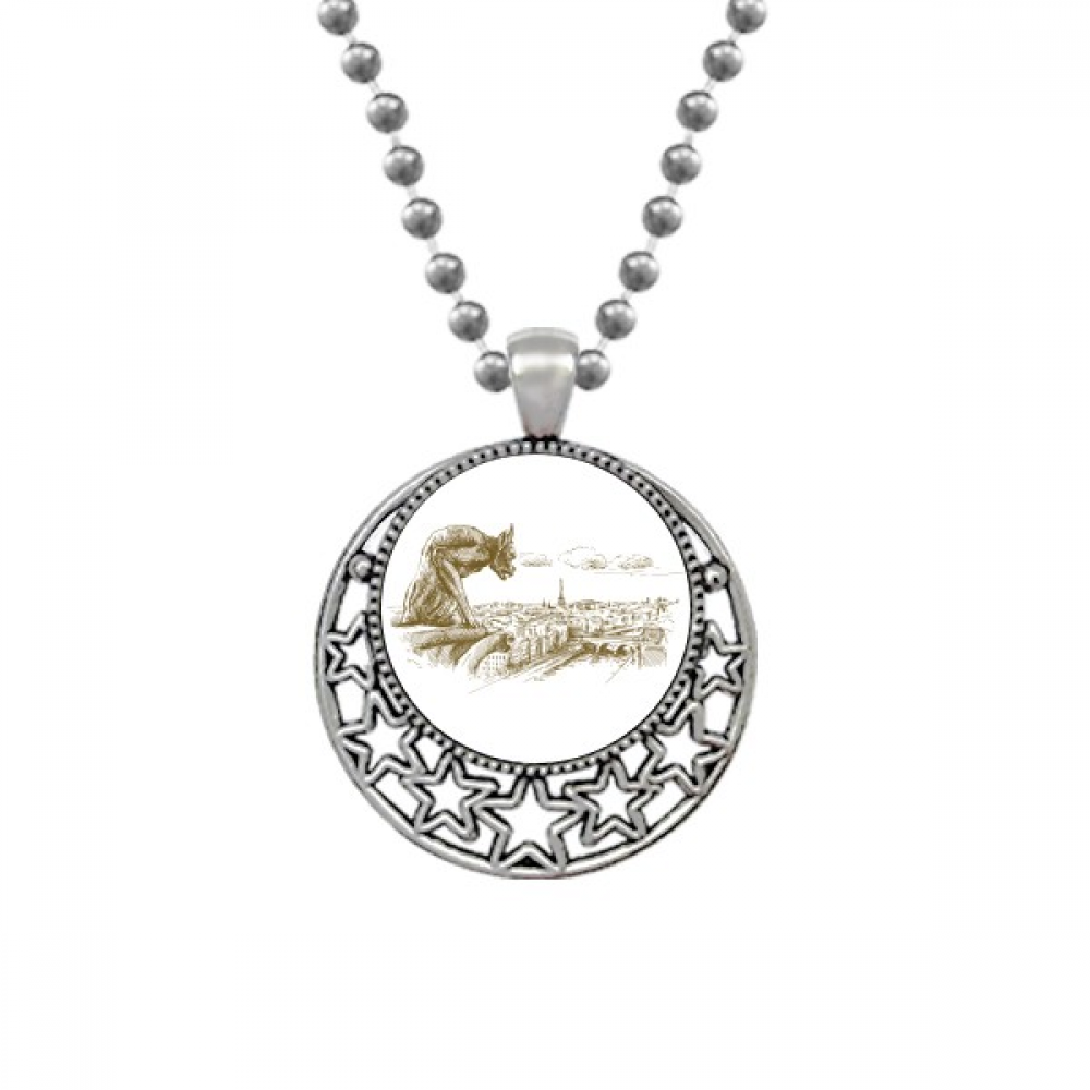 Monster Landmark Sketch Landscape Necklaces Pendant Retro Moon Stars ...