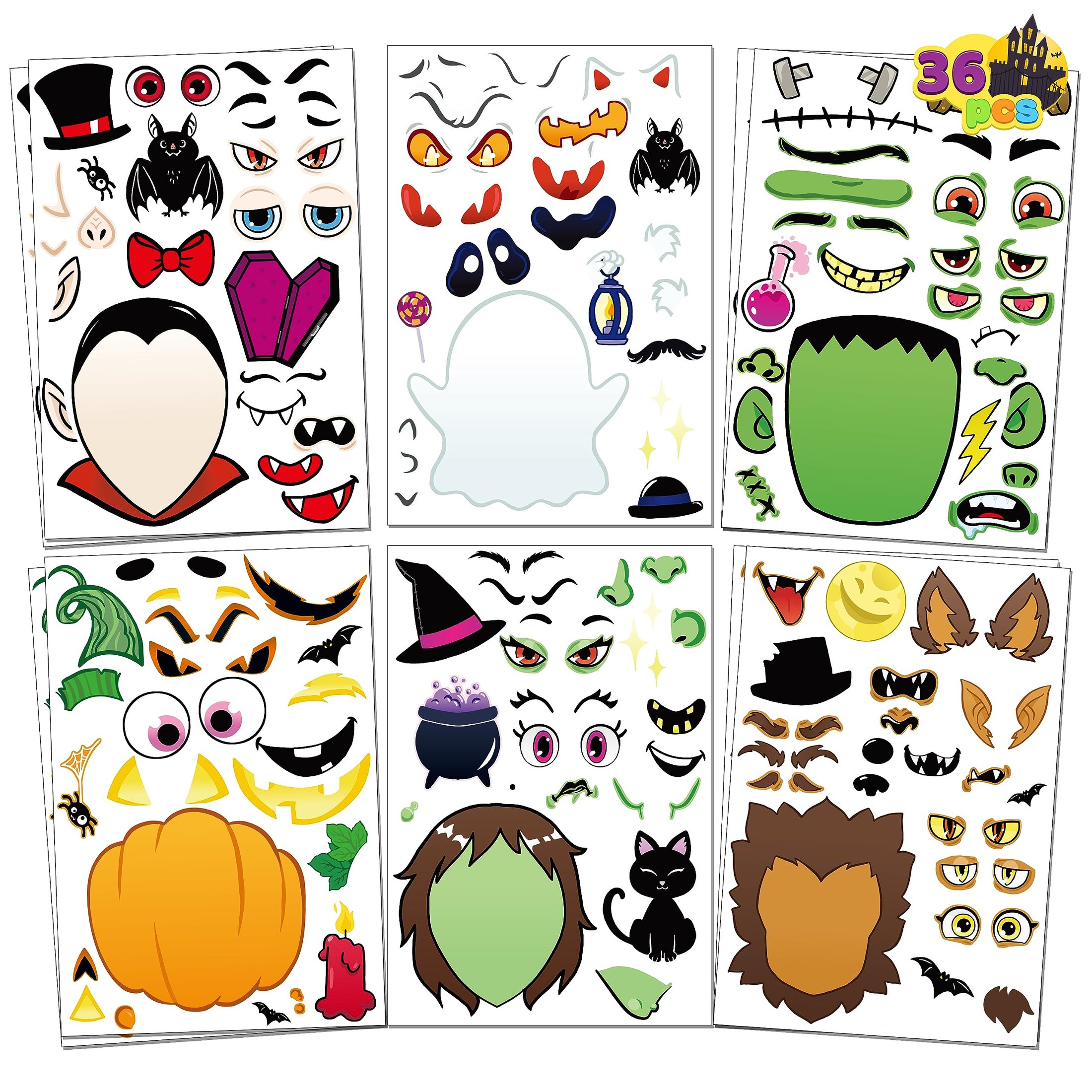Monster Mash-Up Sticker Set: Create Your Own Characters with 36 Mix and ...