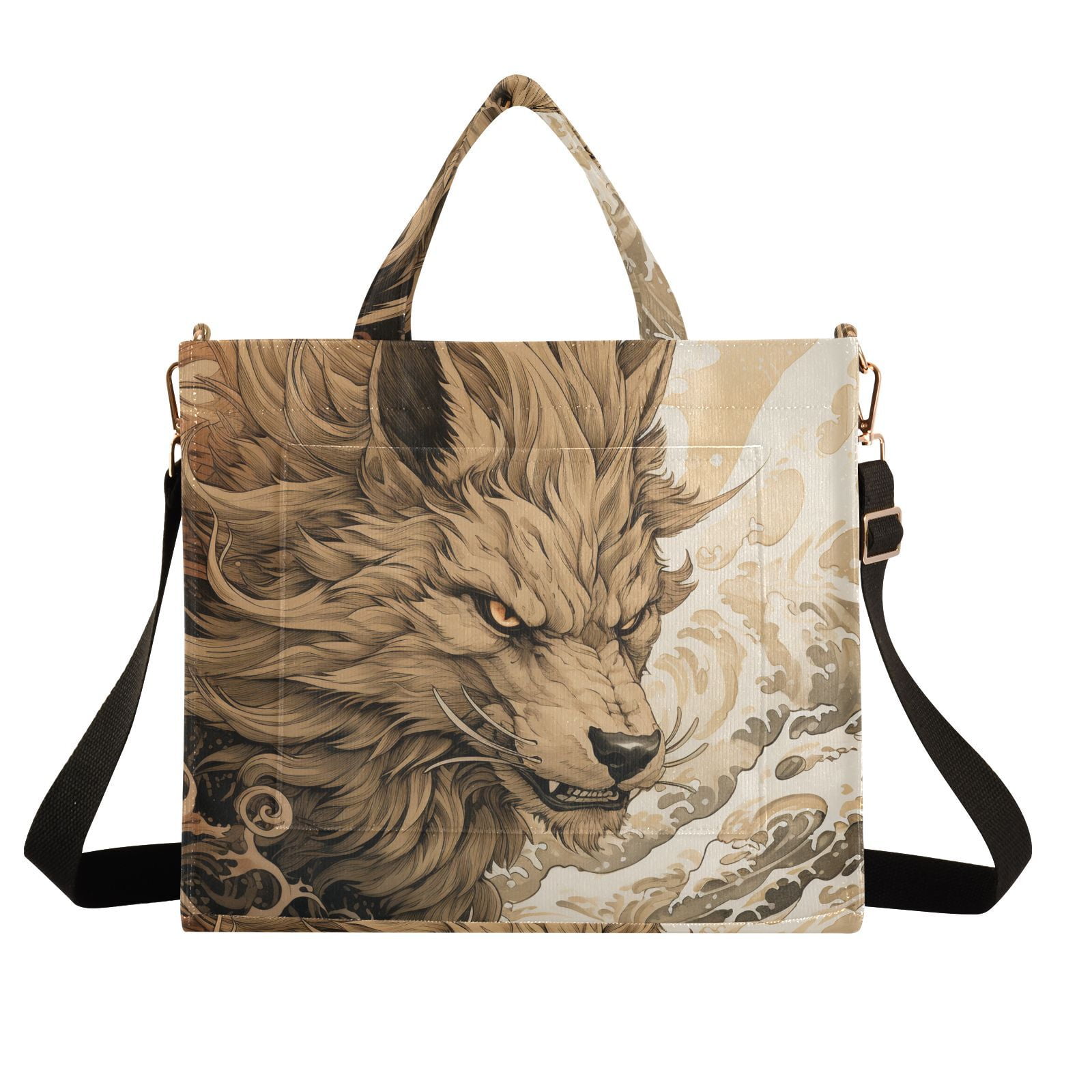 Monster Or Beast Wolf Wave Corduroy Tote Bag Handbag Large Messenger ...