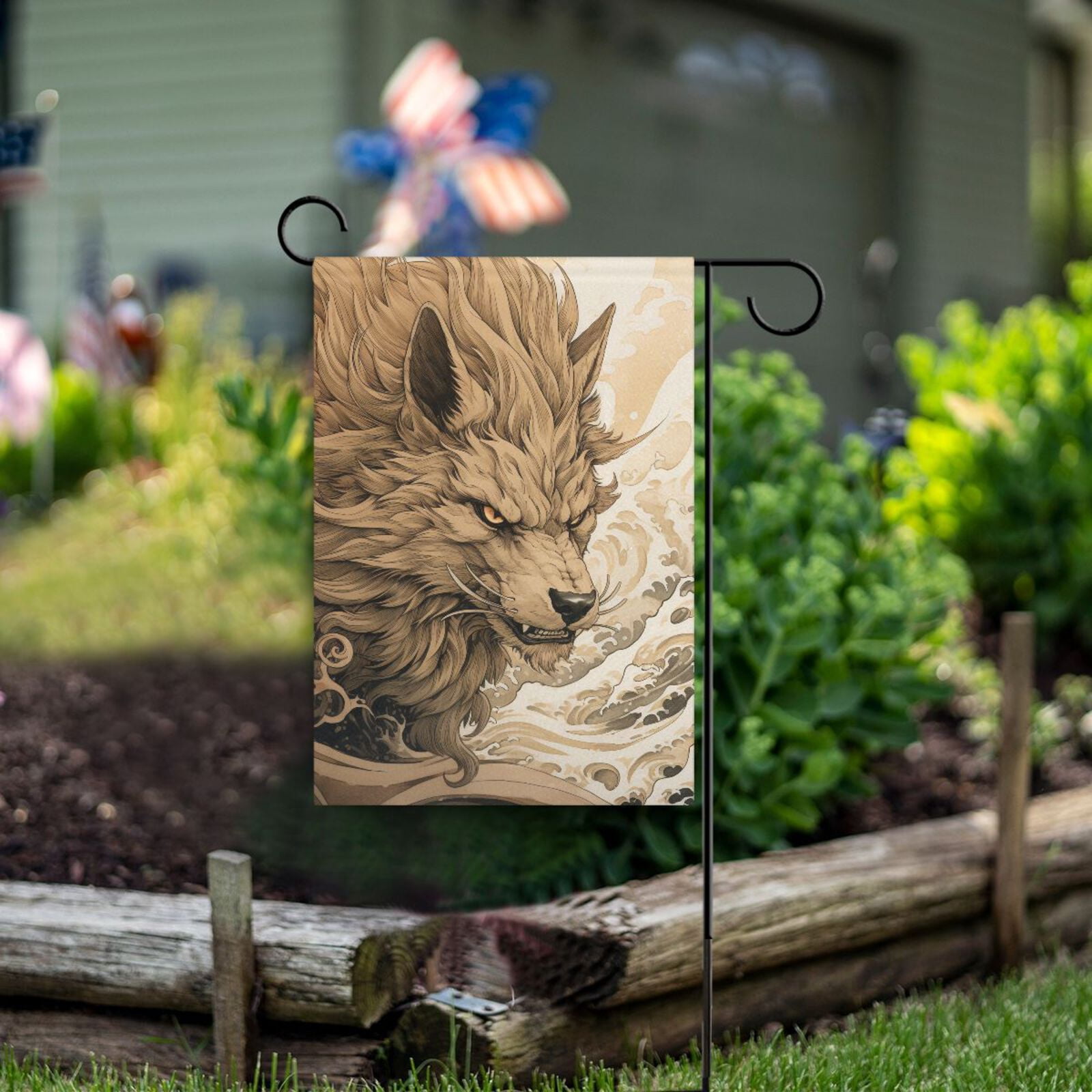 Monster Or Beast Wolf Wave Garden Flag Double Sided Outdoor Banners for ...