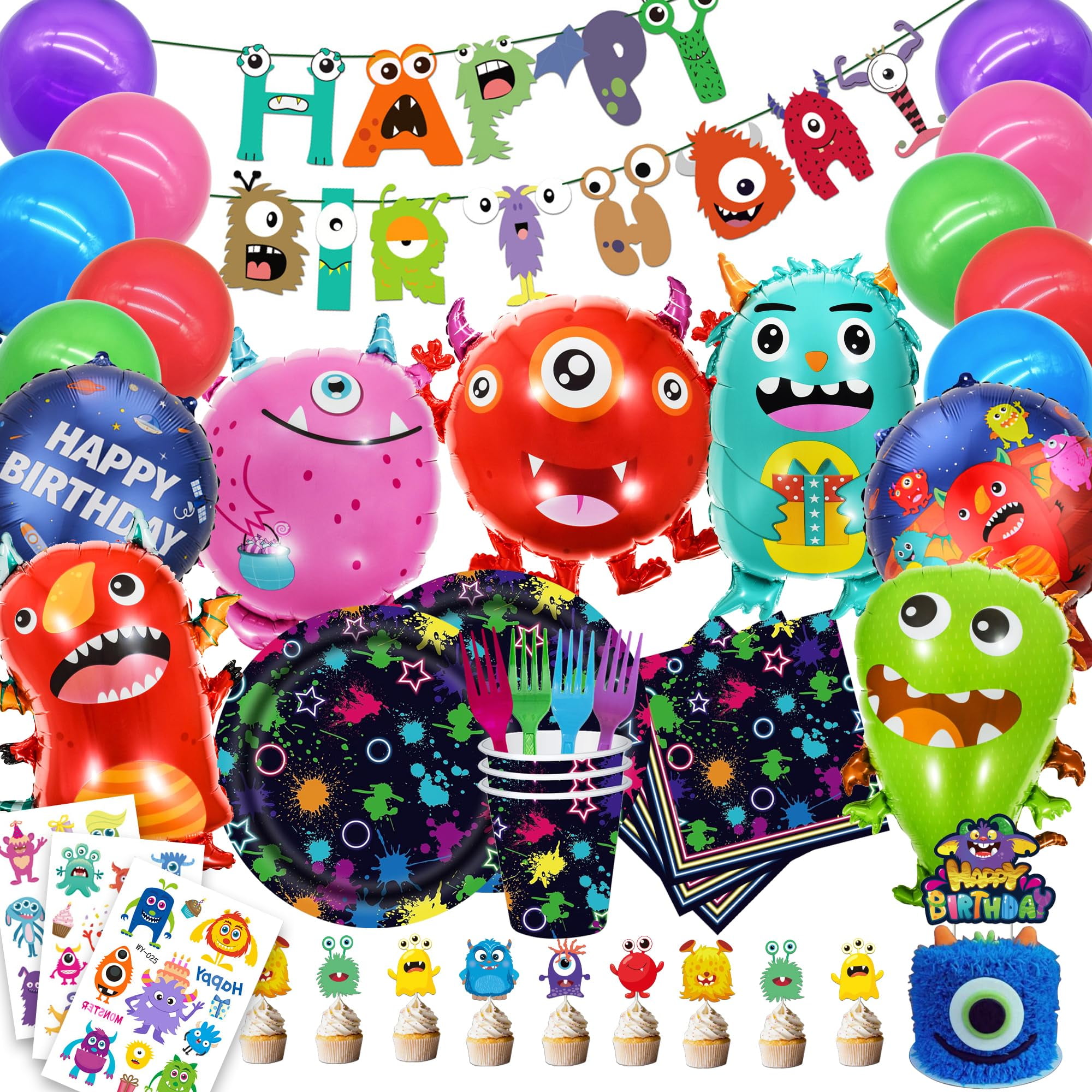 Monster Party Supplies, FEV6 Monster Birthday Decorations - Monster ...