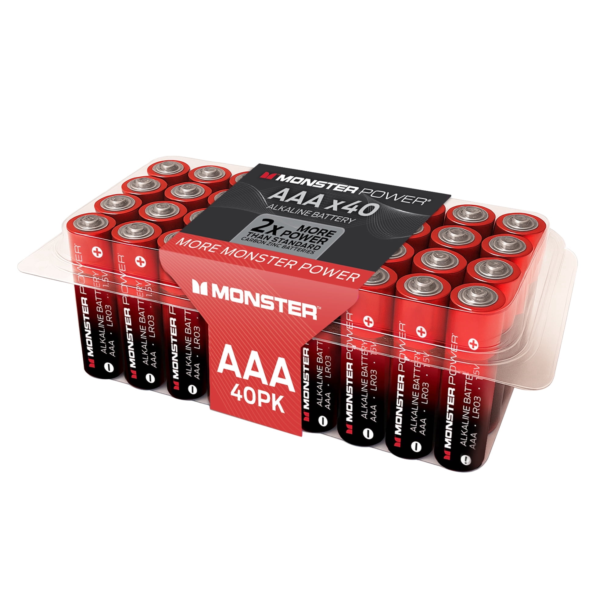 Monster Power AAA Alkaline Batteries 40 Pack, 1.5V LR03 Triple A ...
