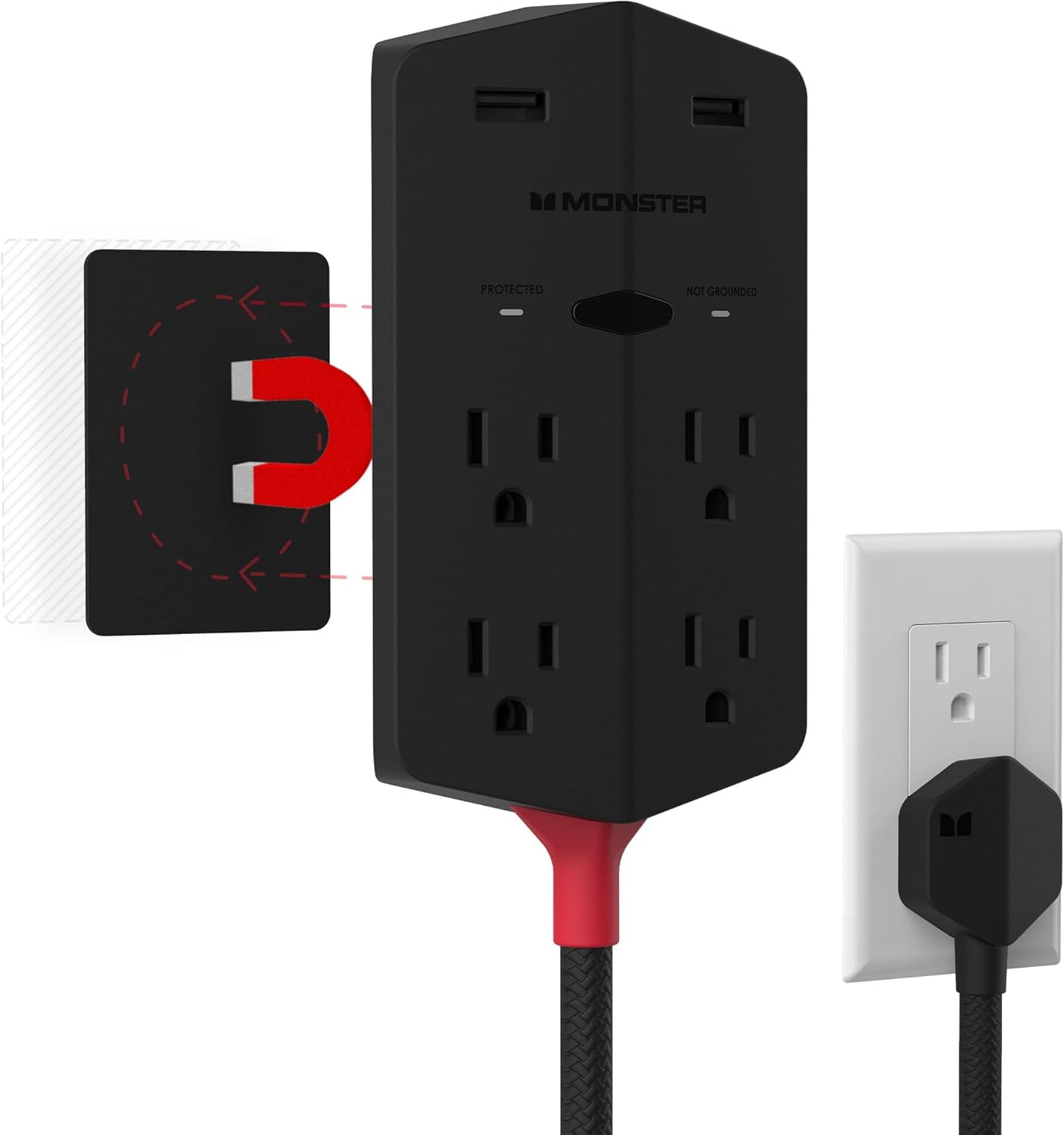 Monster Power Shield XL 540J Surge Protector Outlet & Magnetic Hub with ...