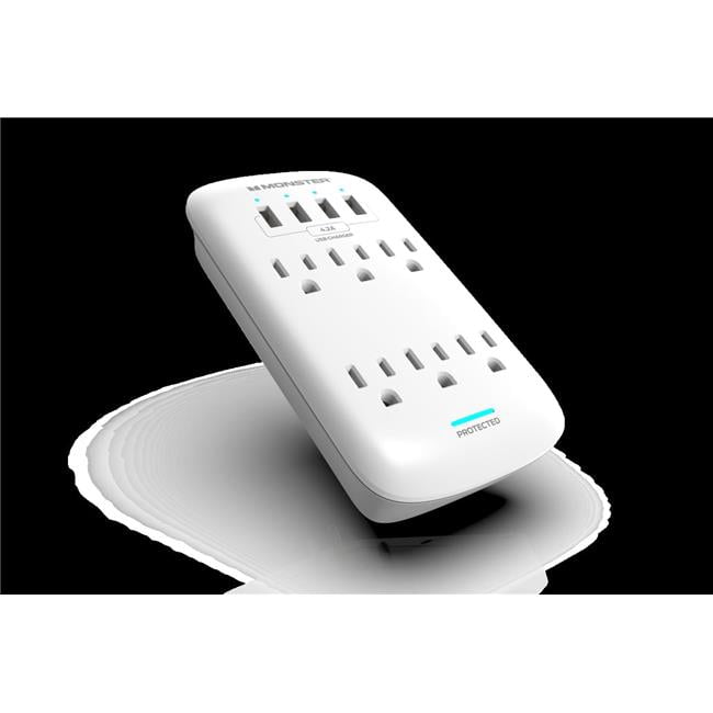 Monster Power Wall Tap Surge Protector - 6 AC - 4 USB-A 980J Fireproof ...