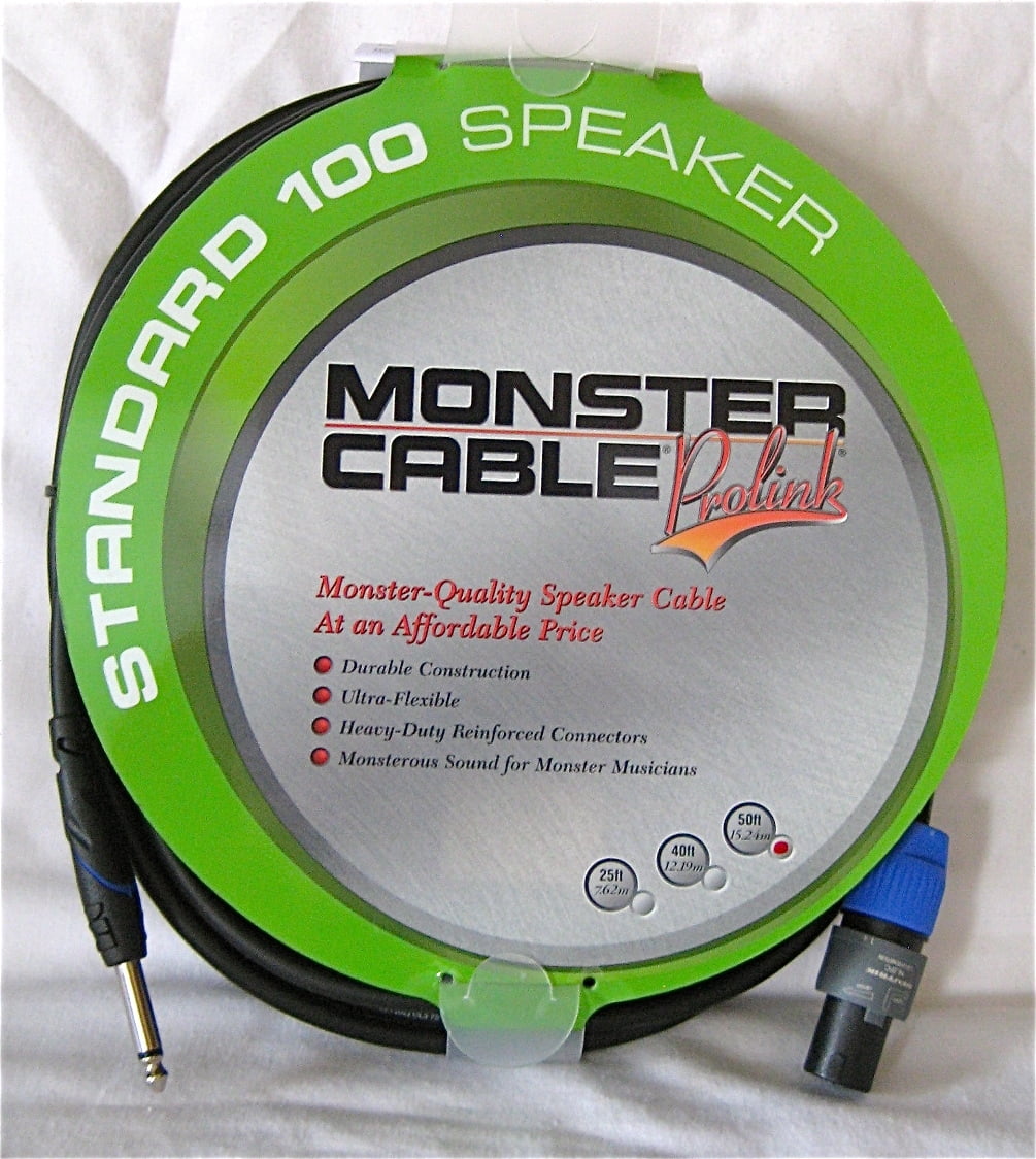 Monster Prolink Speaker Cable Speak-On to Straight 1/4" 50ft Guitar ...