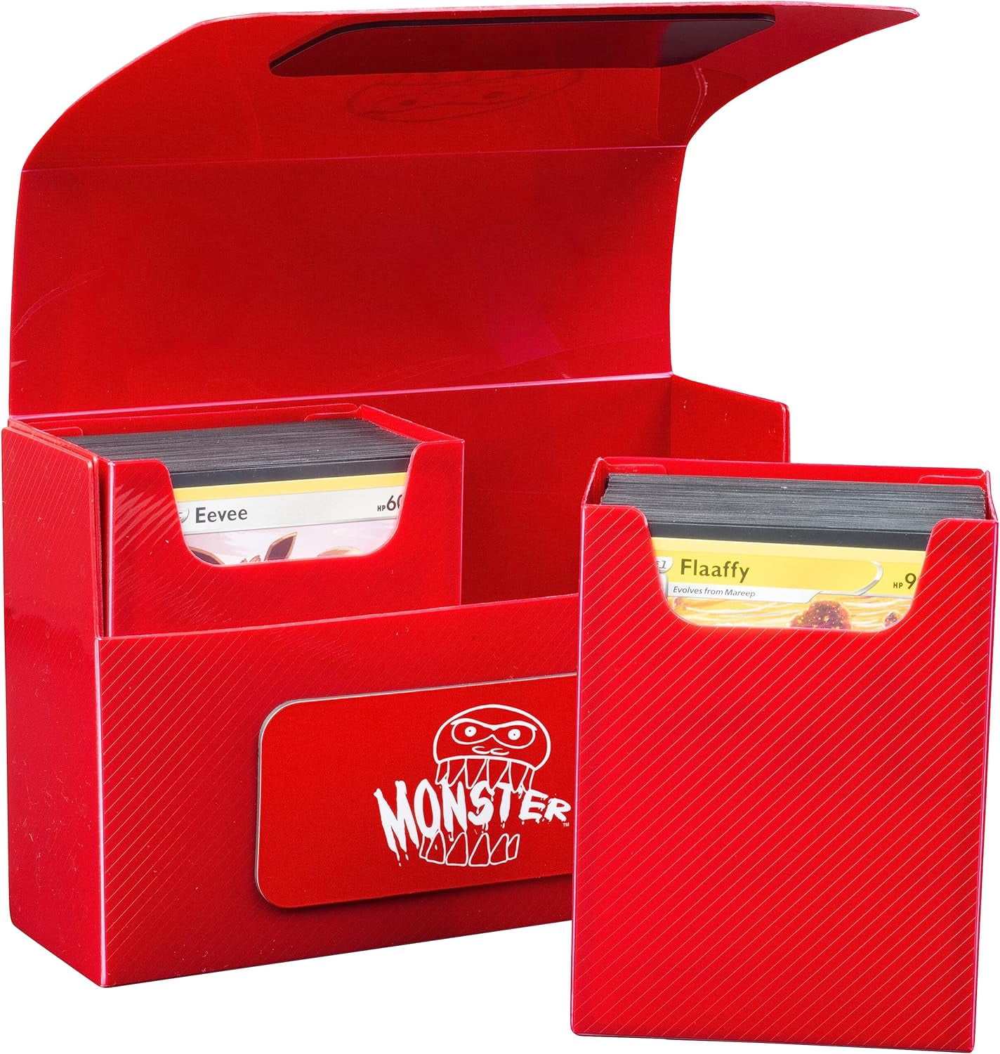 Monster Protectors Magnetic Double Deck Box - Red, Holds 150 Gaming ...