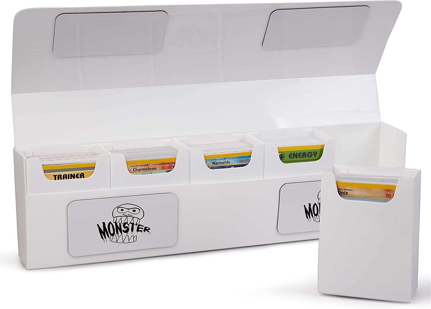 Monster Protectors Magnetic Five Deck Box - White, Holds 375 Gaming ...