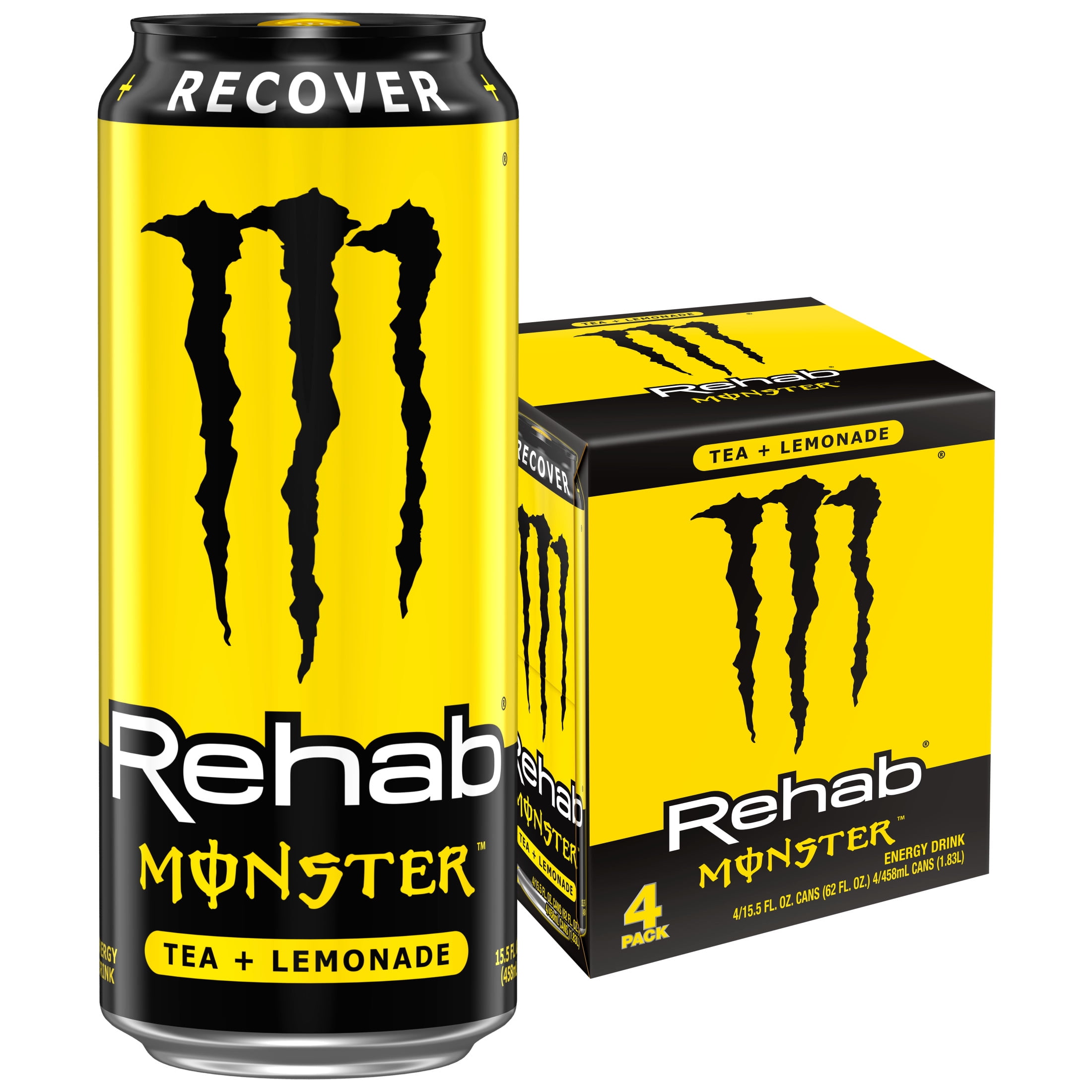 Monster Rehab Lemonade, Rehab Tea + Lemonade, 15.5 oz. (Pack of 4 ...