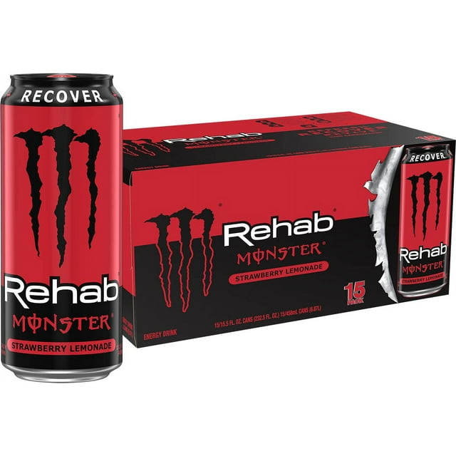 Monster Rehab Strawberry Lemonade + Energy, Energy Drink, 15.5 Ounce ...
